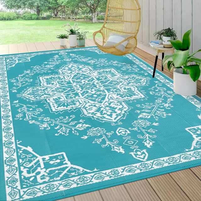 Ileading Large 9'x12' Outdoor Rug, Waterproof, Reversible, for Patio ...