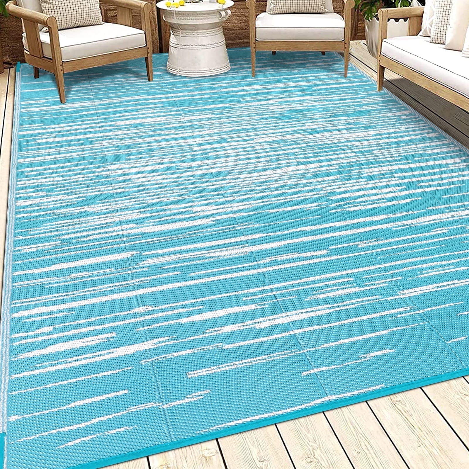 Ileading Outdoor Rug 6x9 Reversible Waterproof Plastic Mat for Camping ...