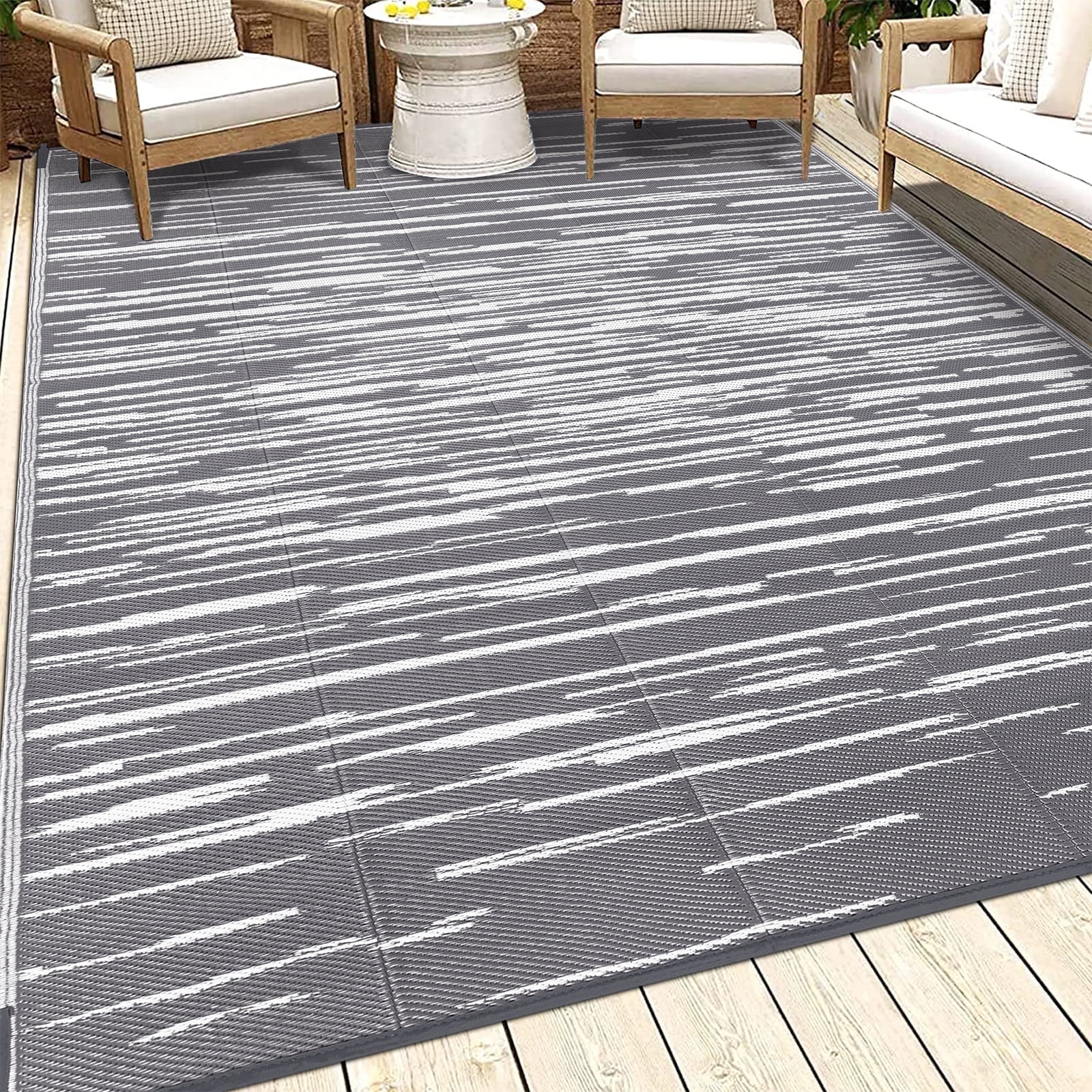 Ileading Waterproof Reversible Outdoor Rug 6x9 ft for Patio, Deck ...