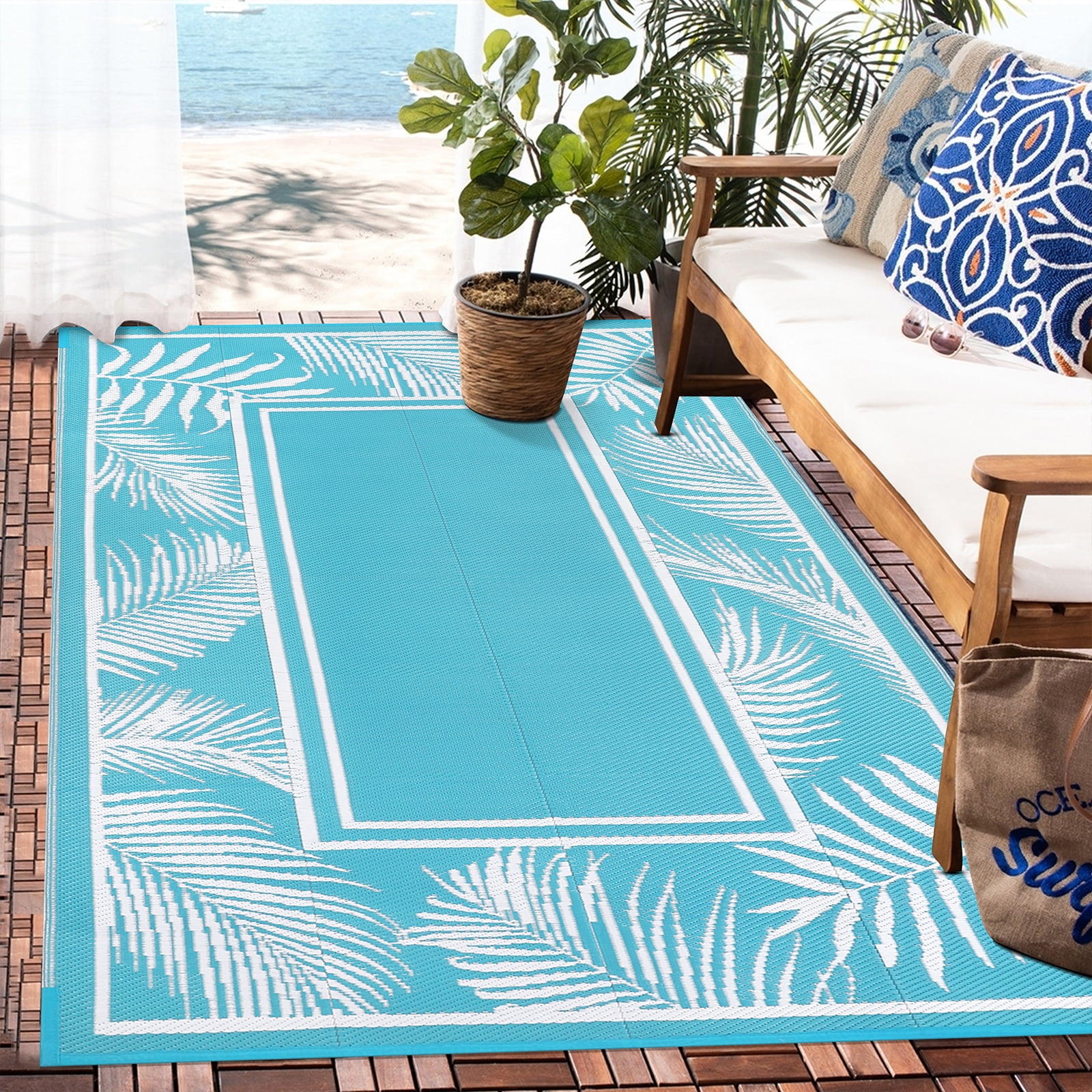 Ileading 6x9 Outdoor Mats, Reversible, Waterproof, for Patio, Camping ...