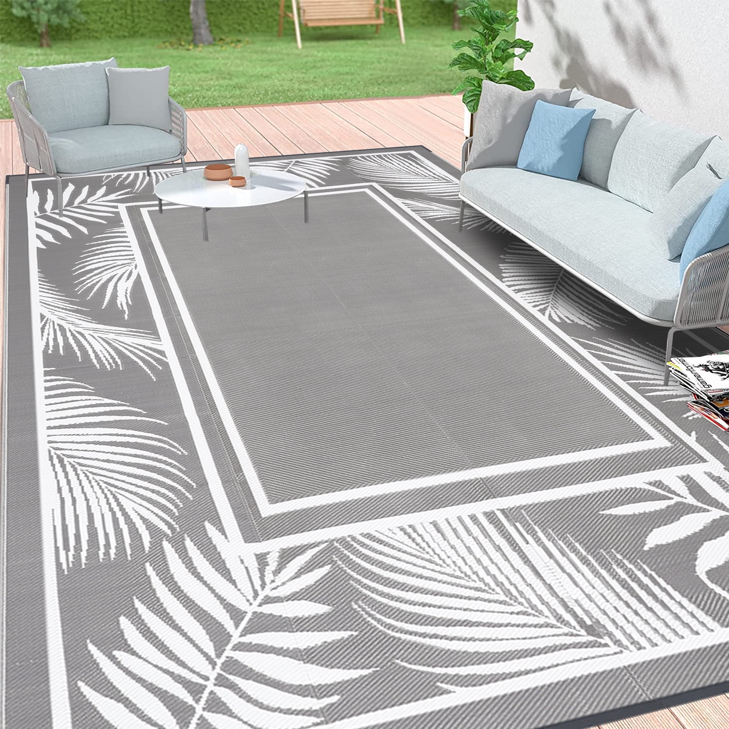 Ileading Outdoor Rugs 9 X12ft For Patios Clearance Reversible Portable