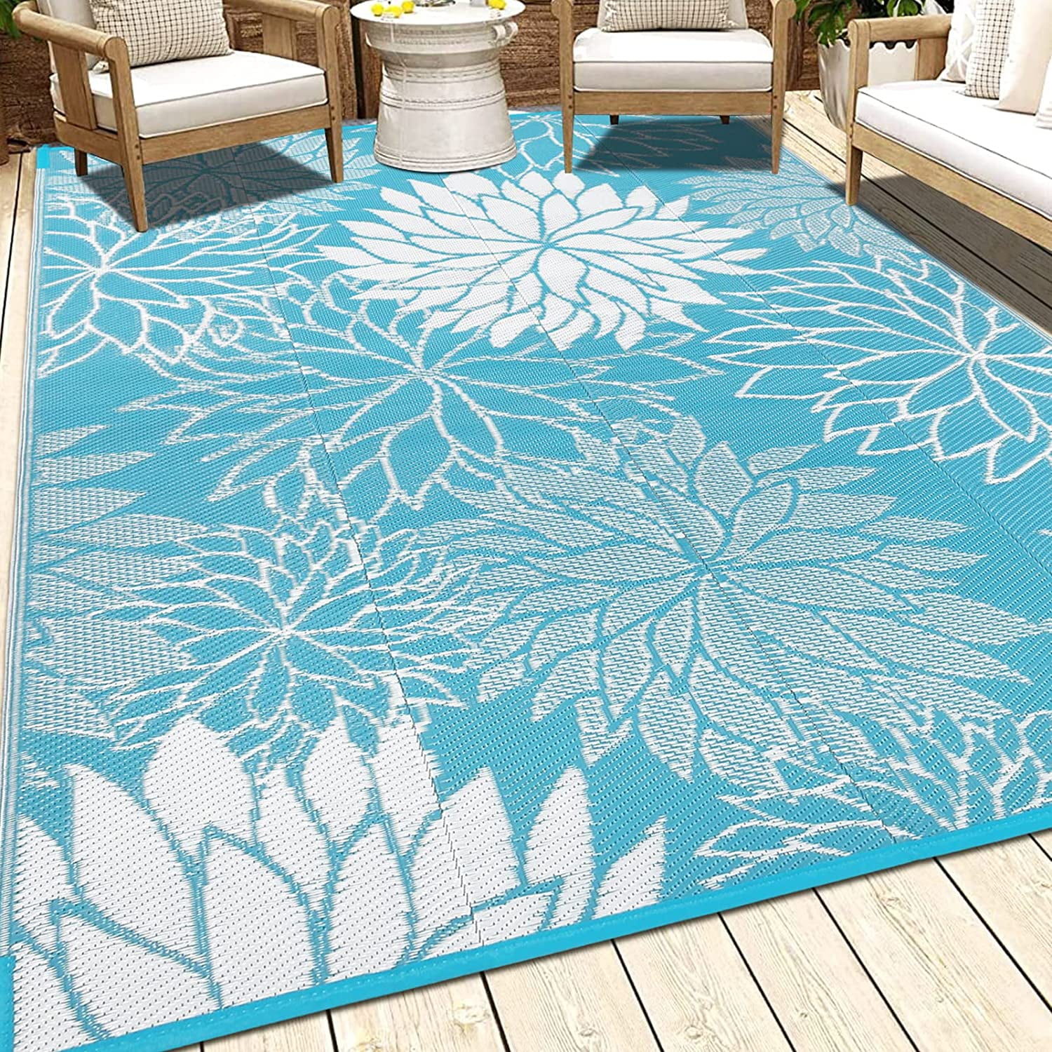 Ileading Outdoor Rugs for Patios Clearance 6'x9' Waterproof Patio Mat ...