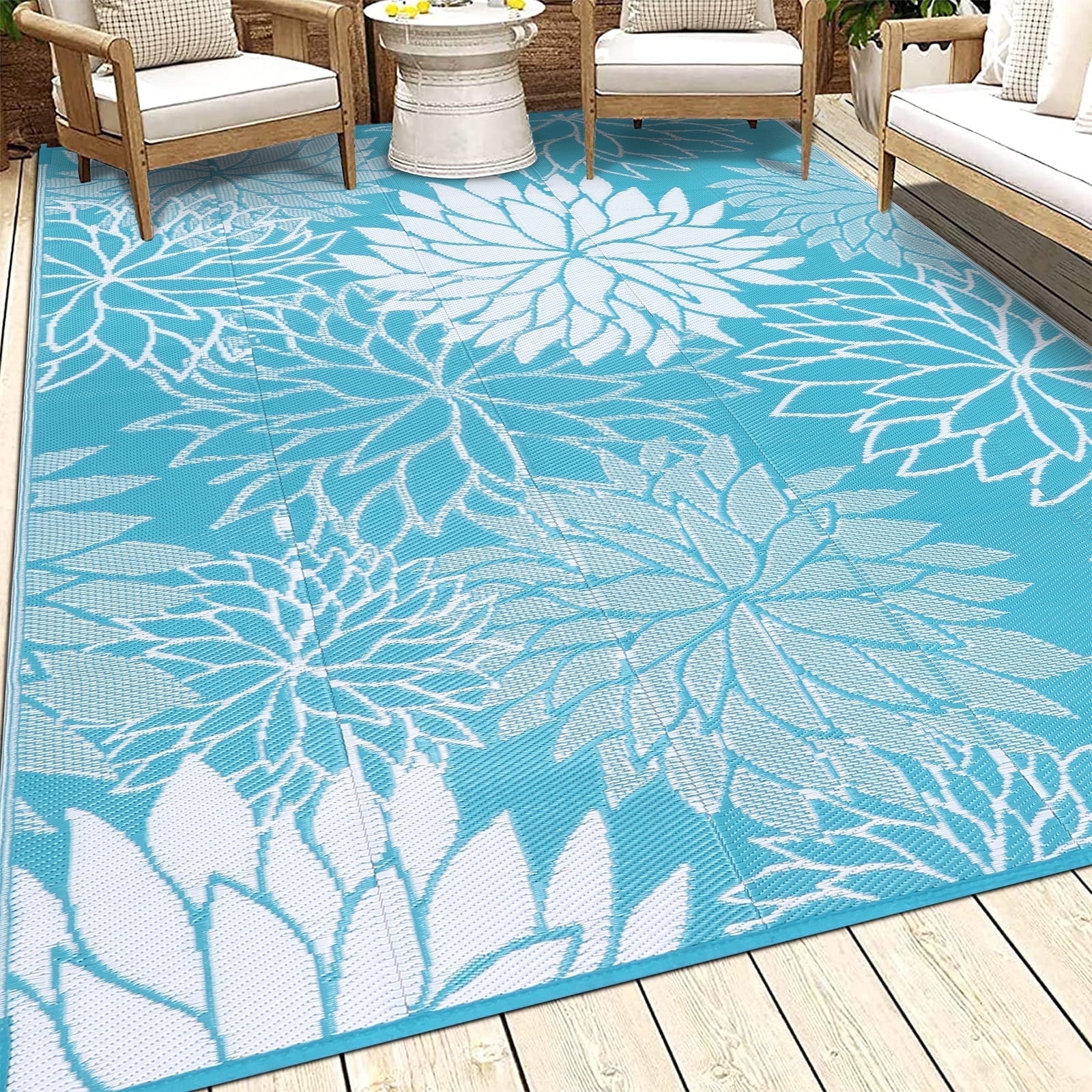 Ileading 6'x9' Reversible Outdoor Rug, Waterproof Patio Mat for RV ...