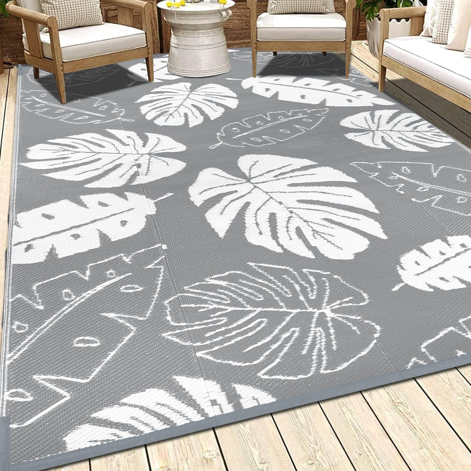 Ileading Outdoor Rugs for Patios Clearance 6'x9' Waterproof Patio Mat ...
