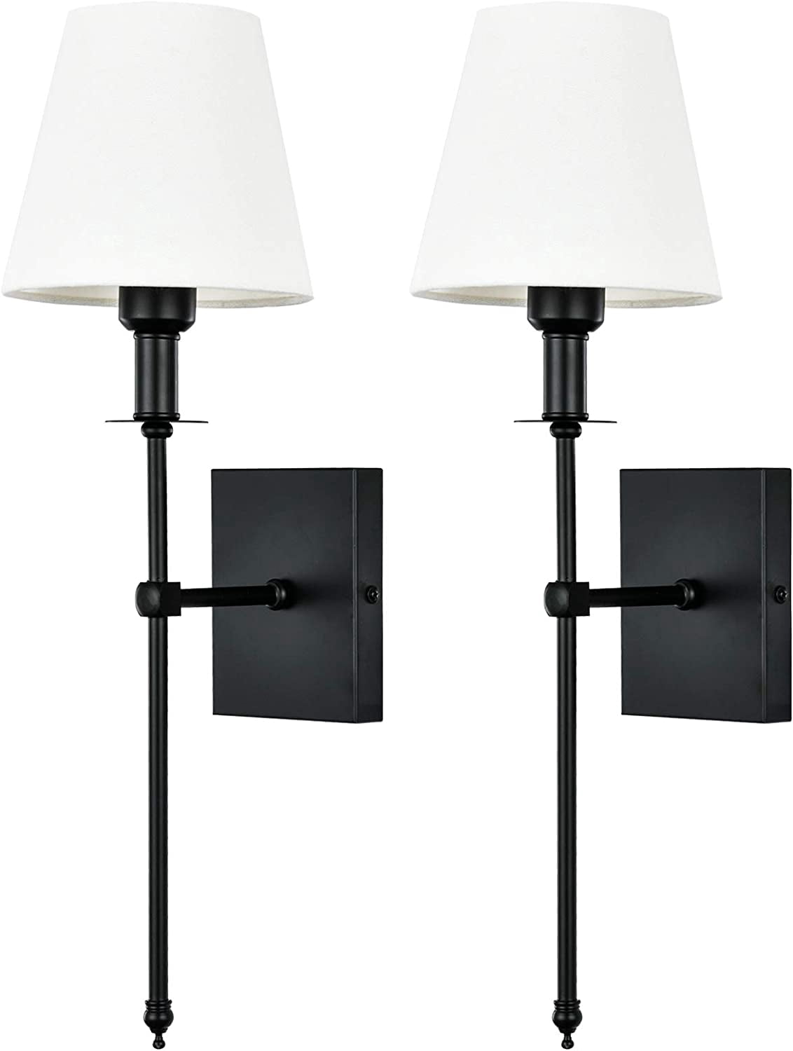Ileading Slim Wall Sconces Set of 2 White Fabric Shade Wall Sconce ...