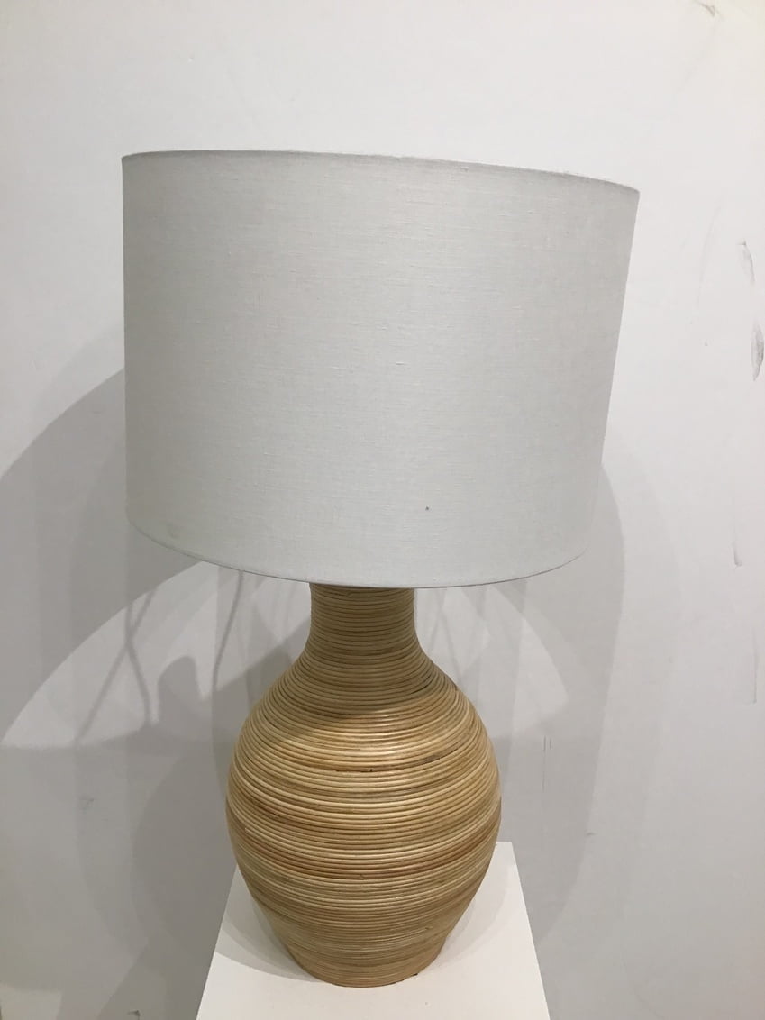 Ileene Table Lamp in Natural Wood with White Drum Shade - Walmart.com