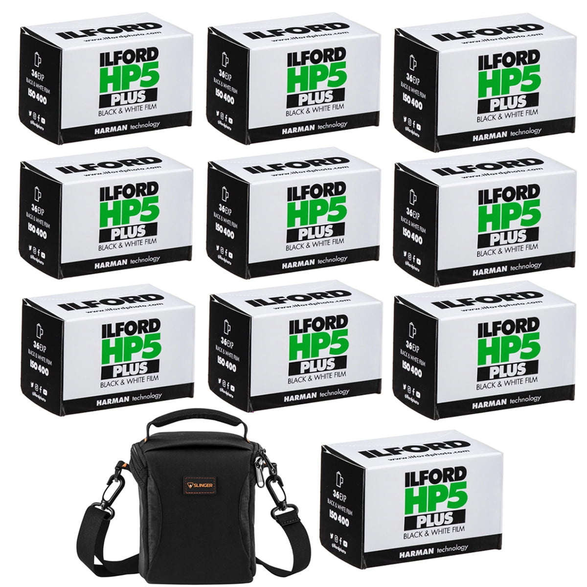 Ilford HP-5 Plus 35mm Black and White Negative Roll Film, 10-Pack with Shoulder Bag - Walmart.com