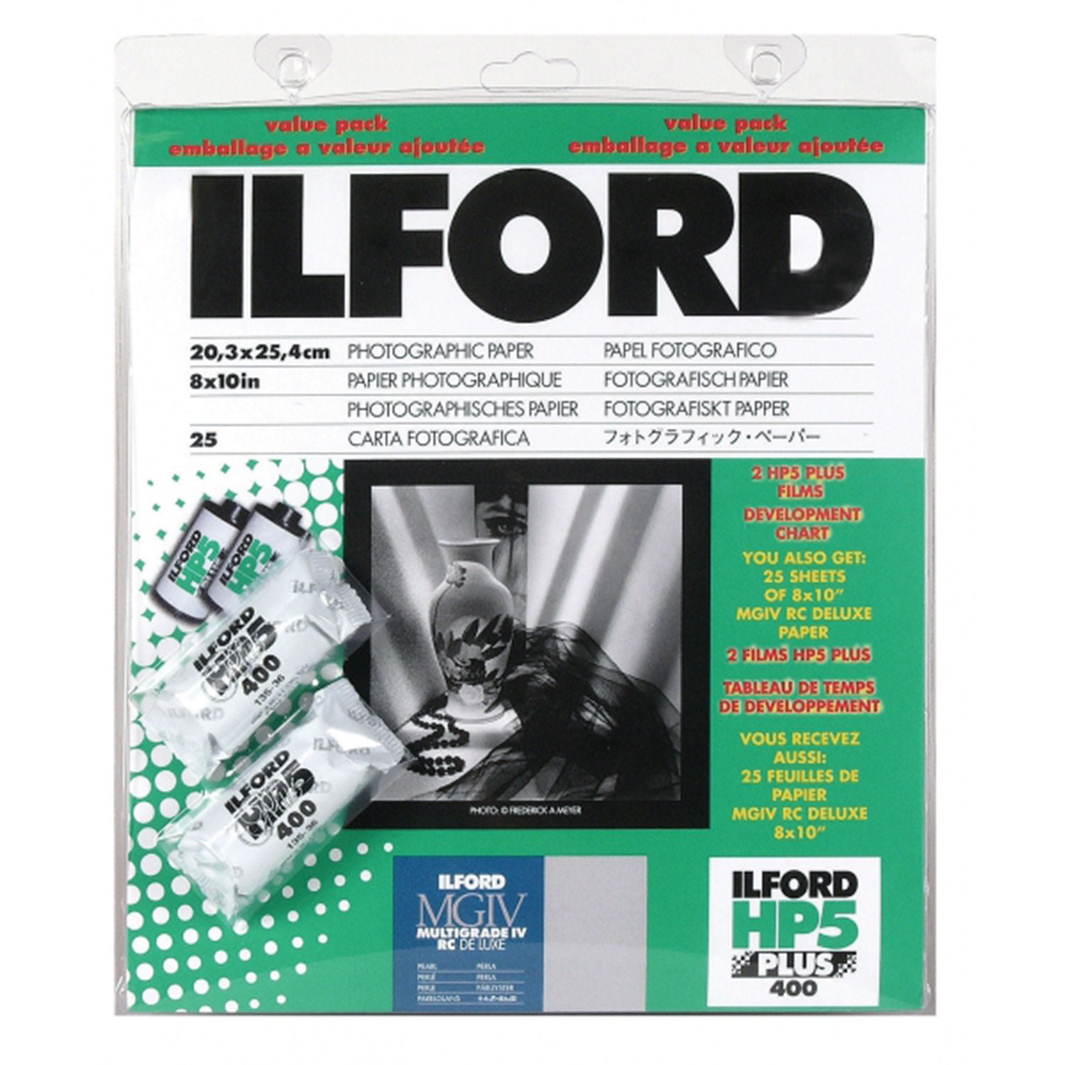 Ilford MGD.1 B&W Paper Pearl 25 sheet Value Pack with 2 rolls HP5 Film ...