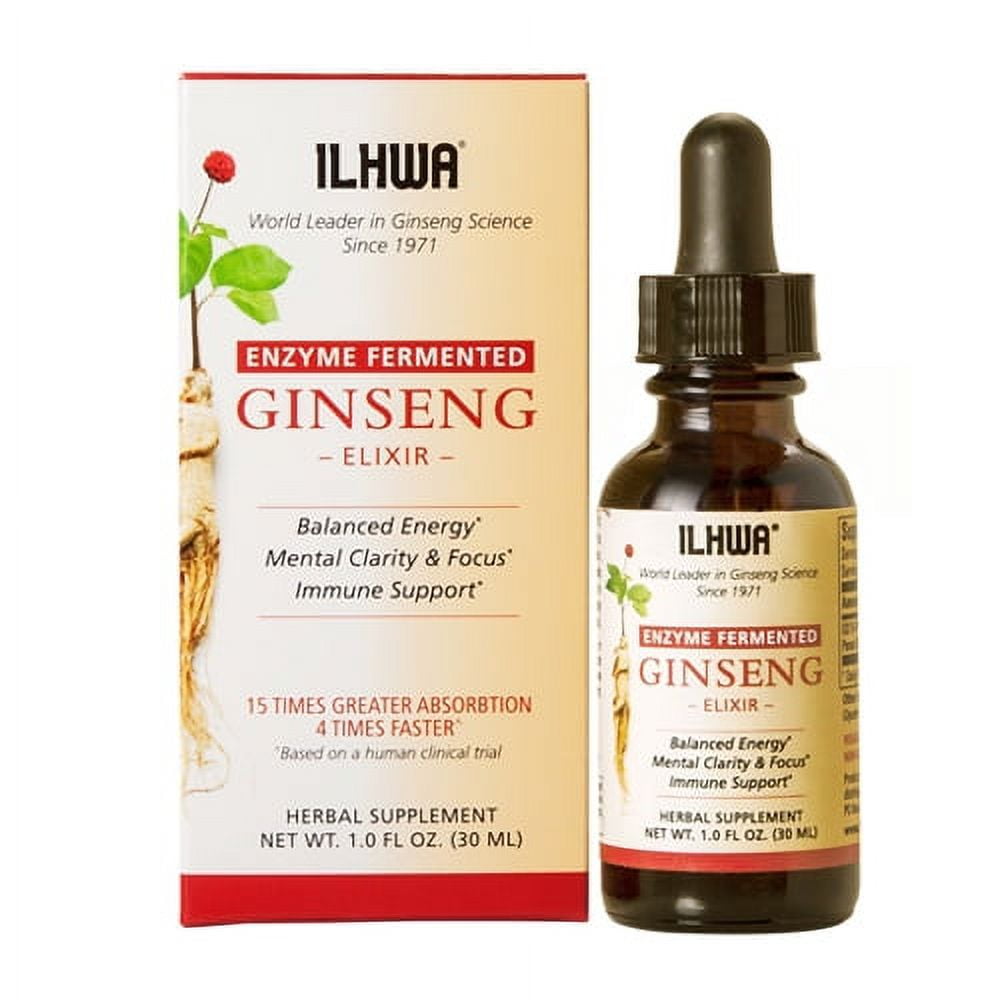 Ilhwa Enzyme Fermented Ginseng Elixir Herbal Supplement Liquid Drops, 1 ...