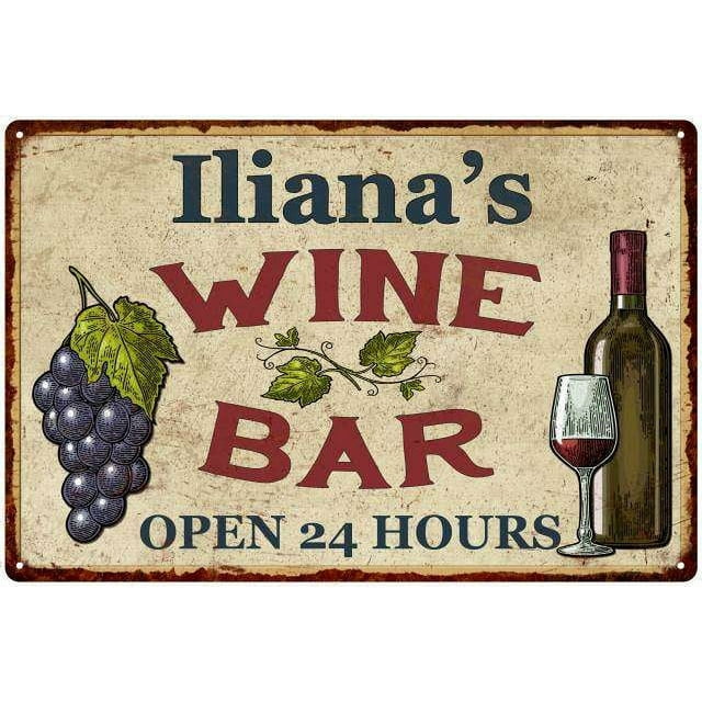 Iliana's Rustic Wine Bar Sign Wall Decor Kitchen Gift 16 x 24 Matte ...