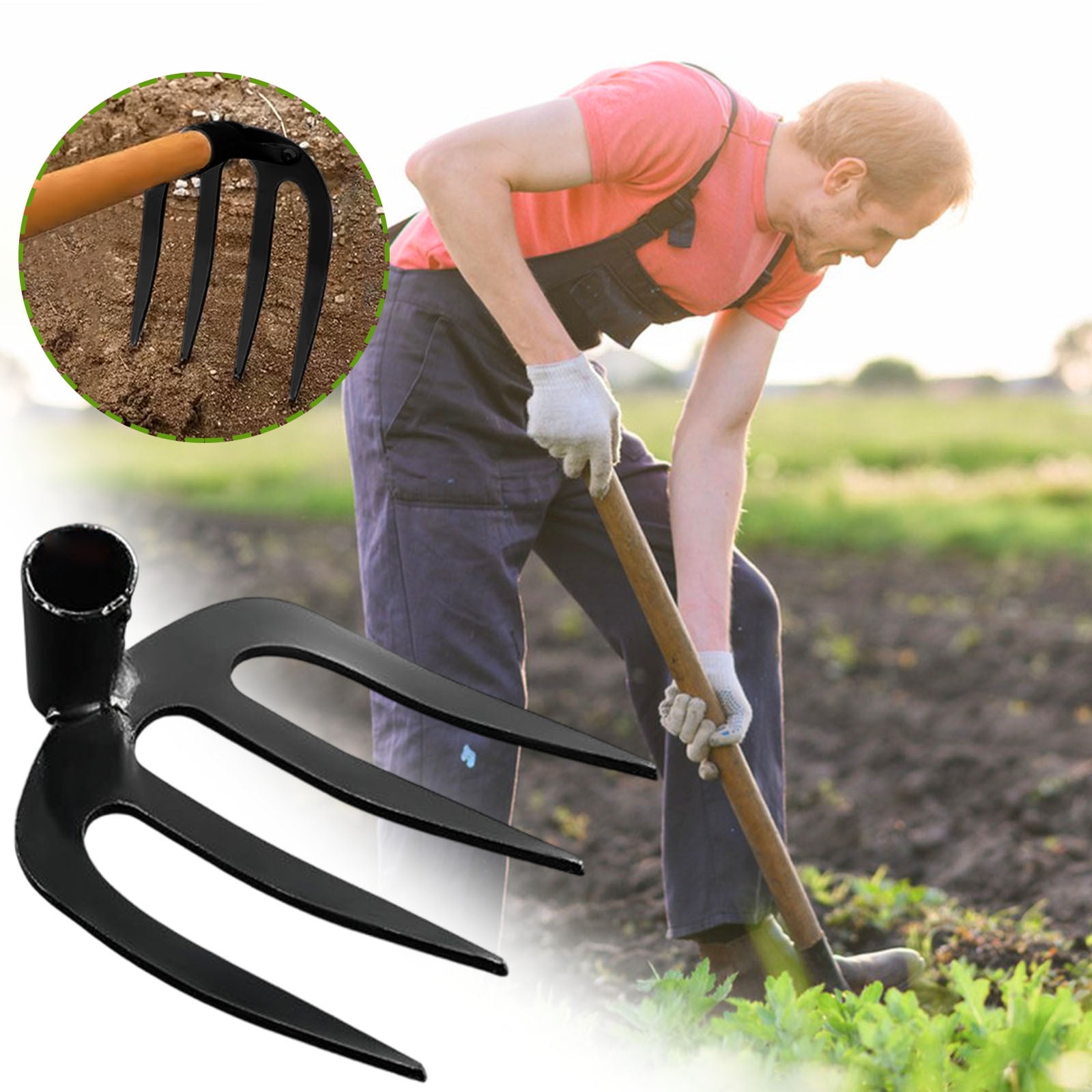 Iliya 4-Tooth Steel Garden Rake | Heavy-Duty Iron Cultivator ...