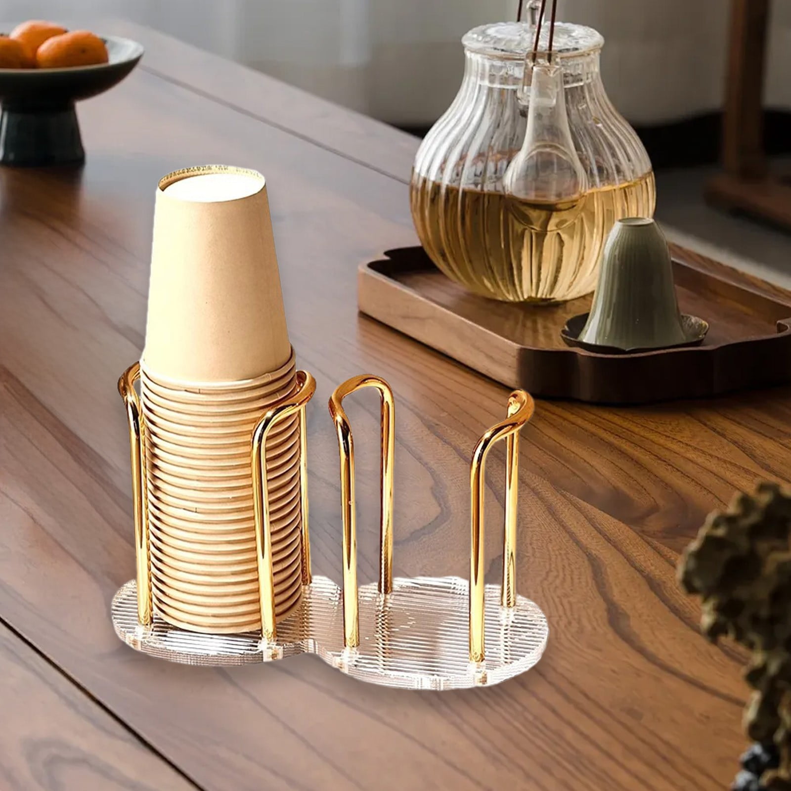 Iliya Acrylic Cup Holder, Stylish Gold Storage Rack, Sturdy Handle for ...