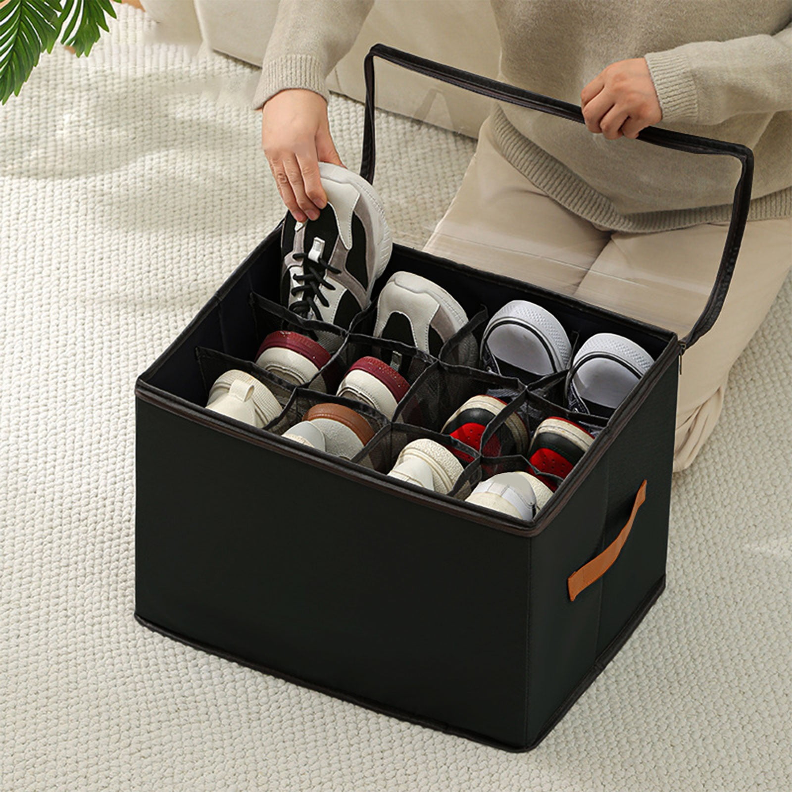 Iliya Fabric Folding Storage Box with Lid | Multi-Compartment Organizer ...