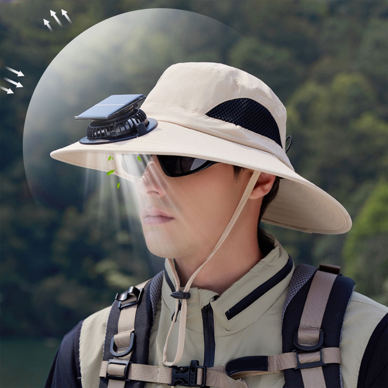 Iliya Rechargeable Solar Fan Hat - Wide Brim Sun Protection Cap with ...