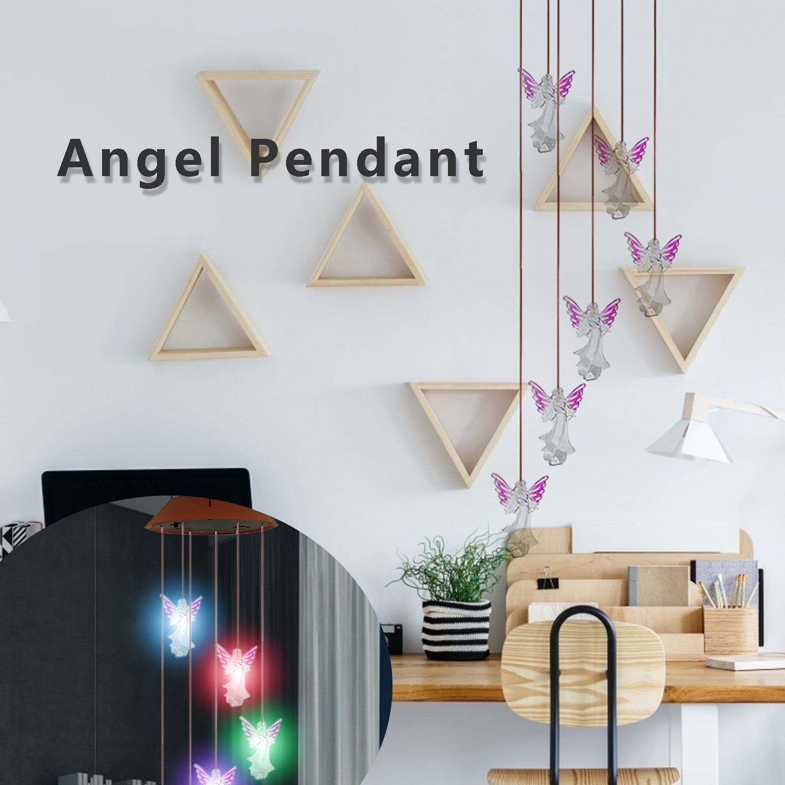 Iliya Solar Color Changing LED Angel Wind Chimes - 6 Hummingbird Decor ...