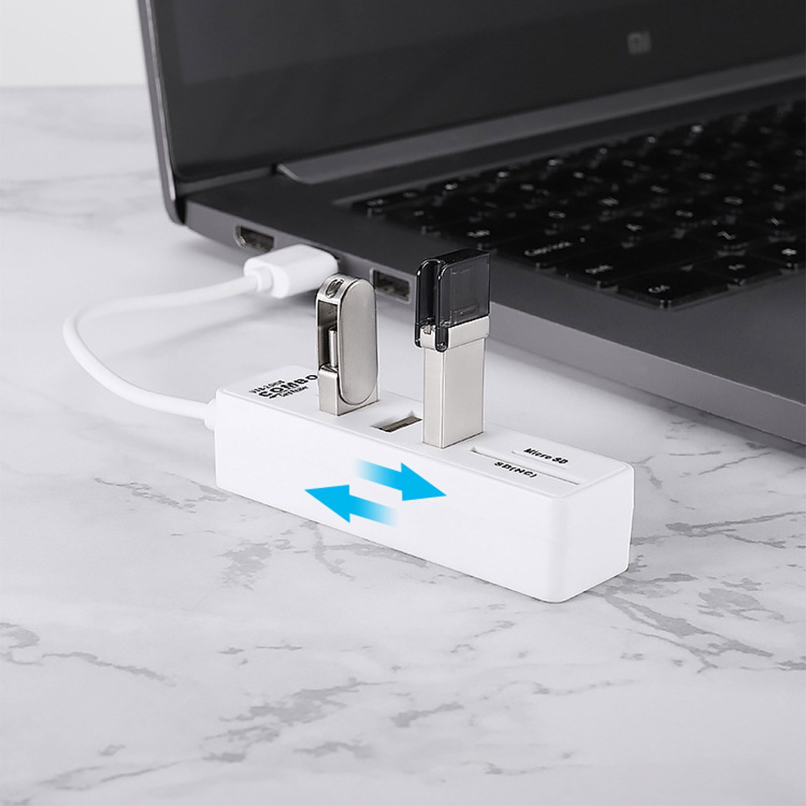 Iliya USB 2.0 Hub Splitter with 3+2 Ports & Built-in Card Reader | High-Speed Data Transfer ...