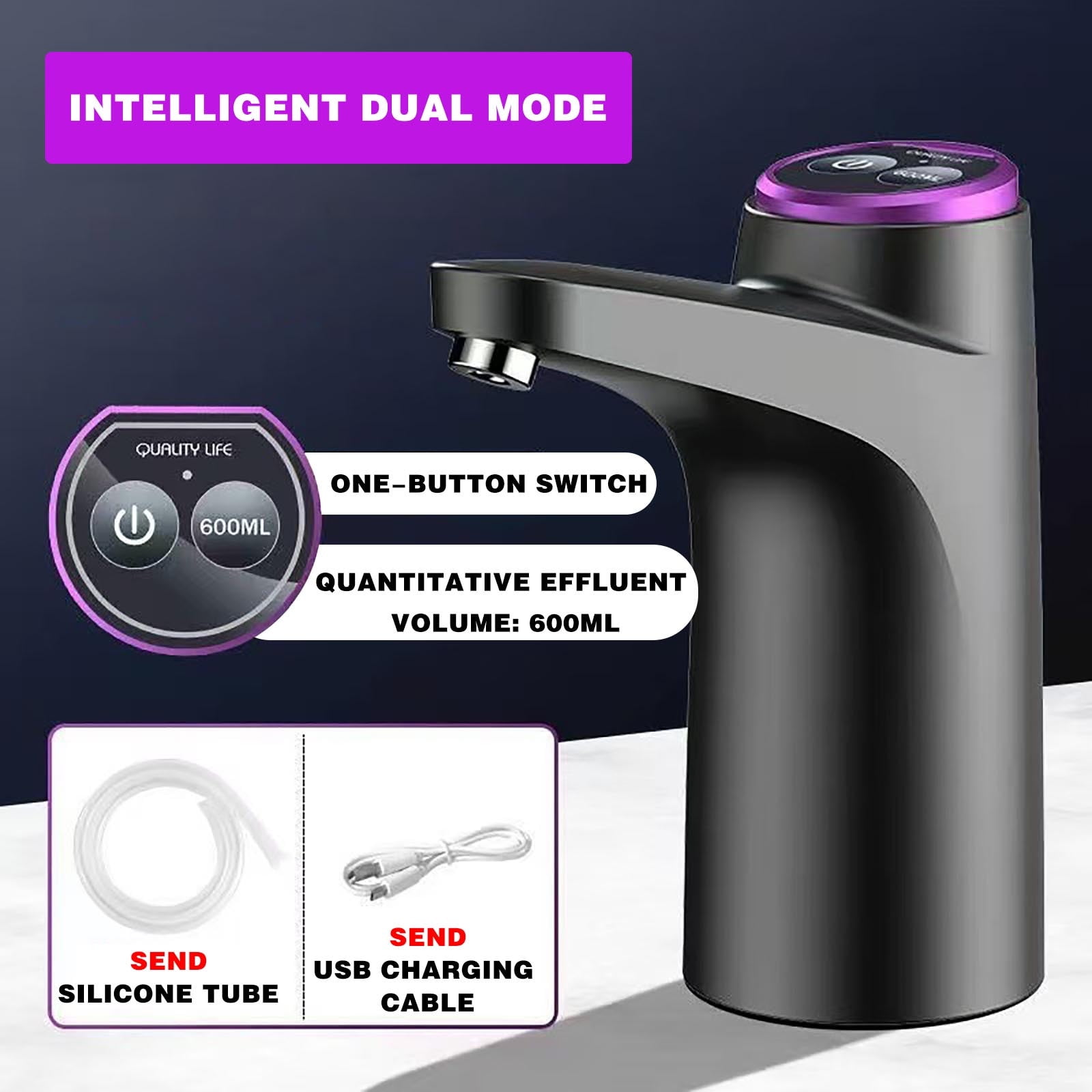 Iliya USB electric water dispenser pump for 3/4/5 gallon bottles, auto ...
