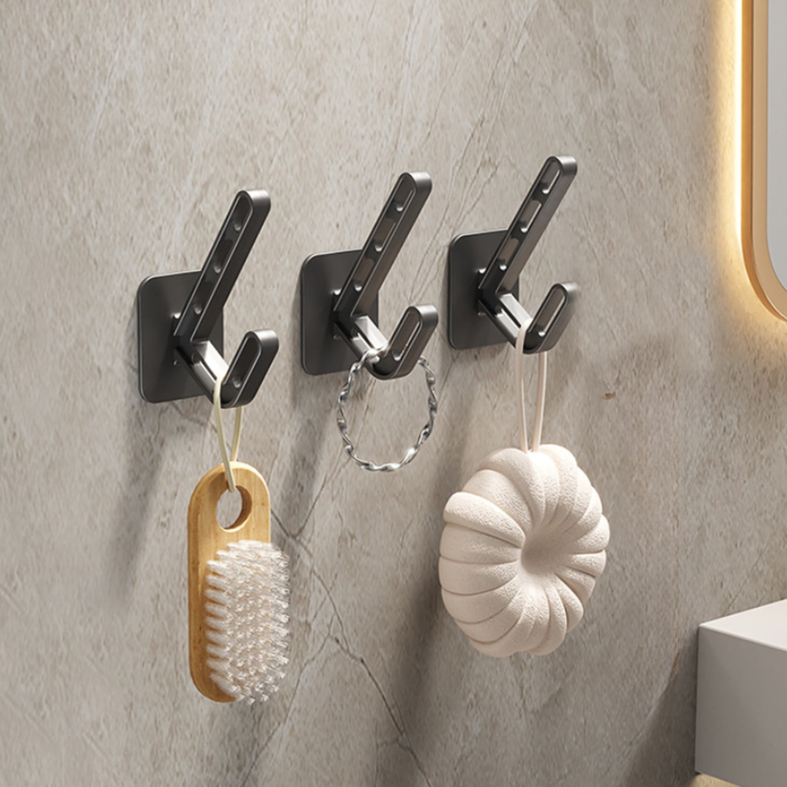 Iliya Wall-Mounted Adhesive Hooks, Set of 3 Hangers for Bedrooms ...