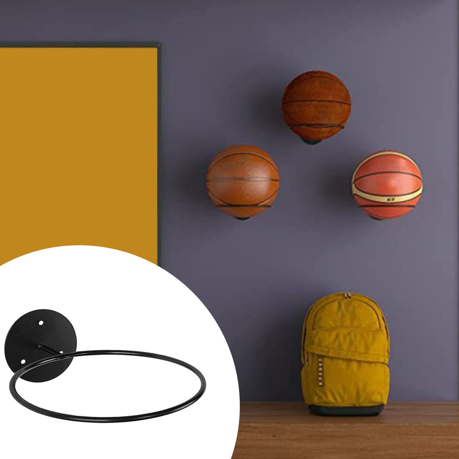 Iliya Wall-Mounted Iron Basketball & Football Storage Rack - Multi ...