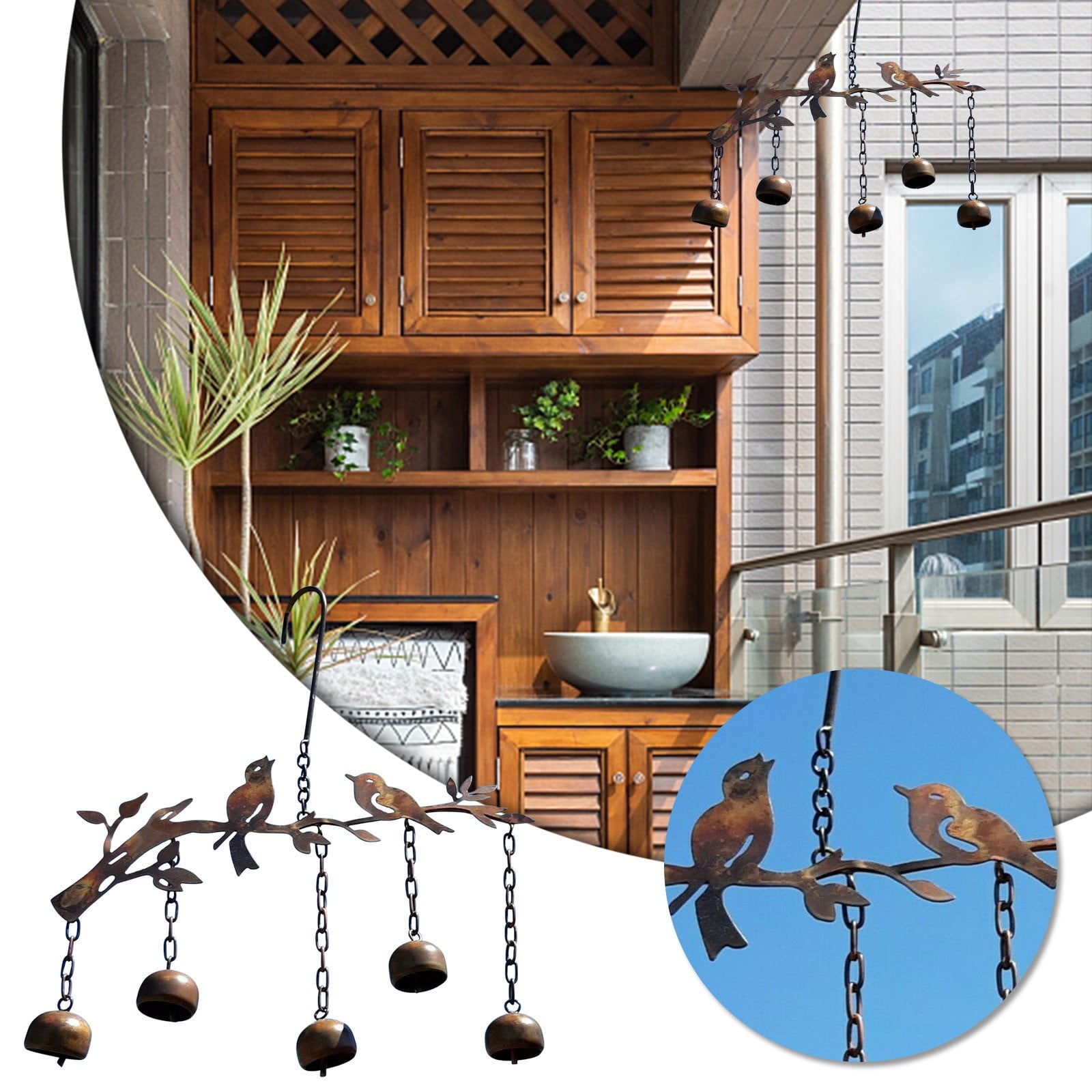 Iliya Wrought Iron Wind Chimes, Hummingbird Garden Decoration, Outdoor ...