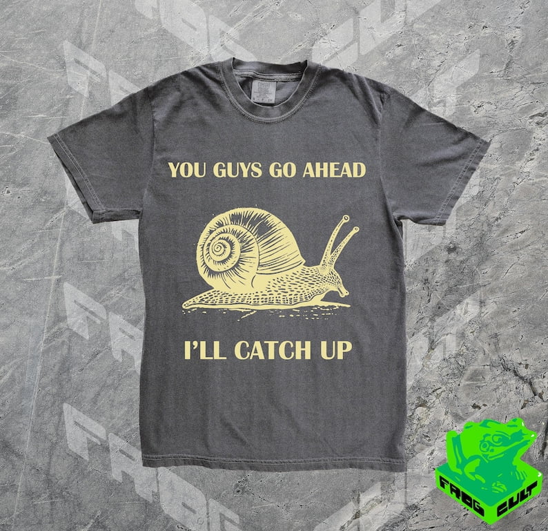 Ill Catch Up Snail Retro 90s Graphic T-Shirt, Funny Snail Graphic T ...