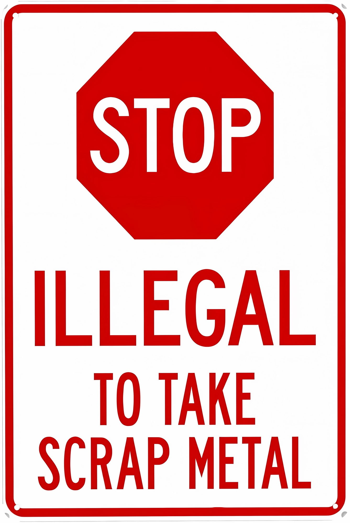 Illegal to Take Scrap Metal Sign - 8"x12" Facility Warning Sign, Theft ...