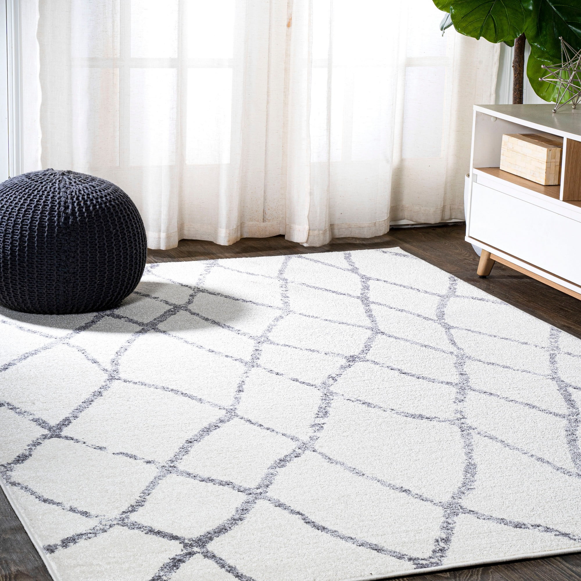 Illi Moroccan Diamond Trellis Ivory/Gray 8 ft. x 10 ft. Area Rug ...