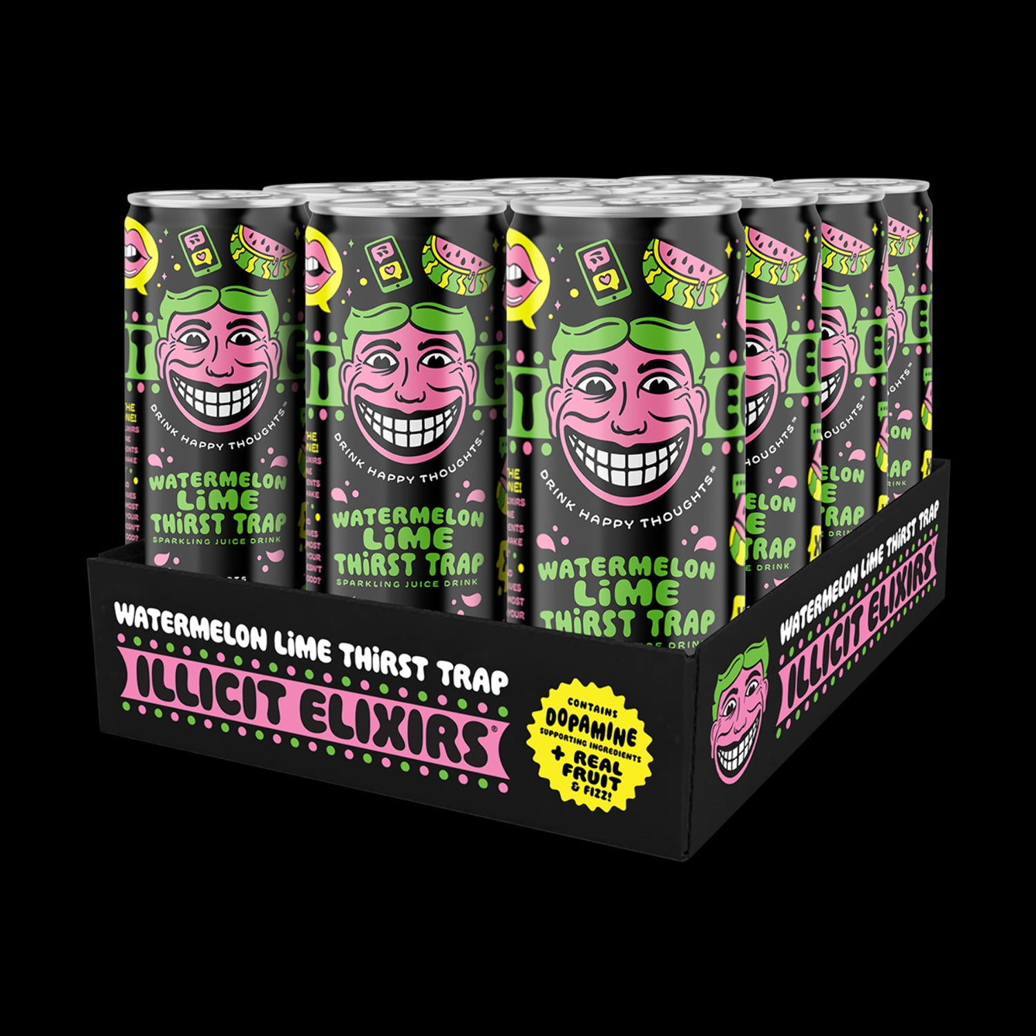 Illicit Elixirs Watermelon Lime Thirst Trap - Sparkling Juice Drink - Supports Dopamine ...