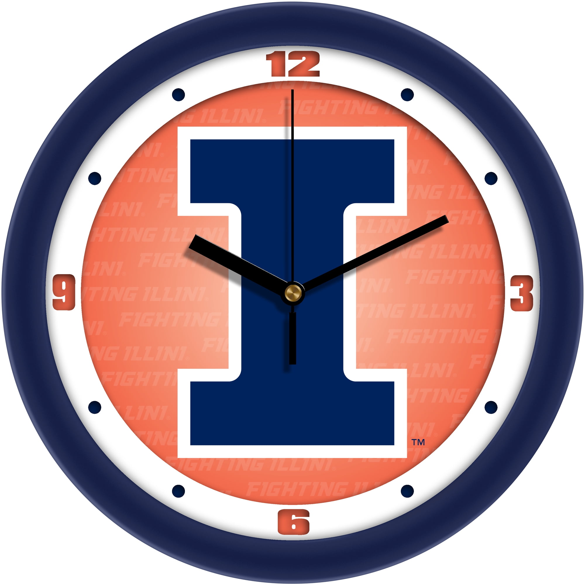 Illinois Fighting Illini 11.5'' Suntime Premium Glass Face Dimension ...