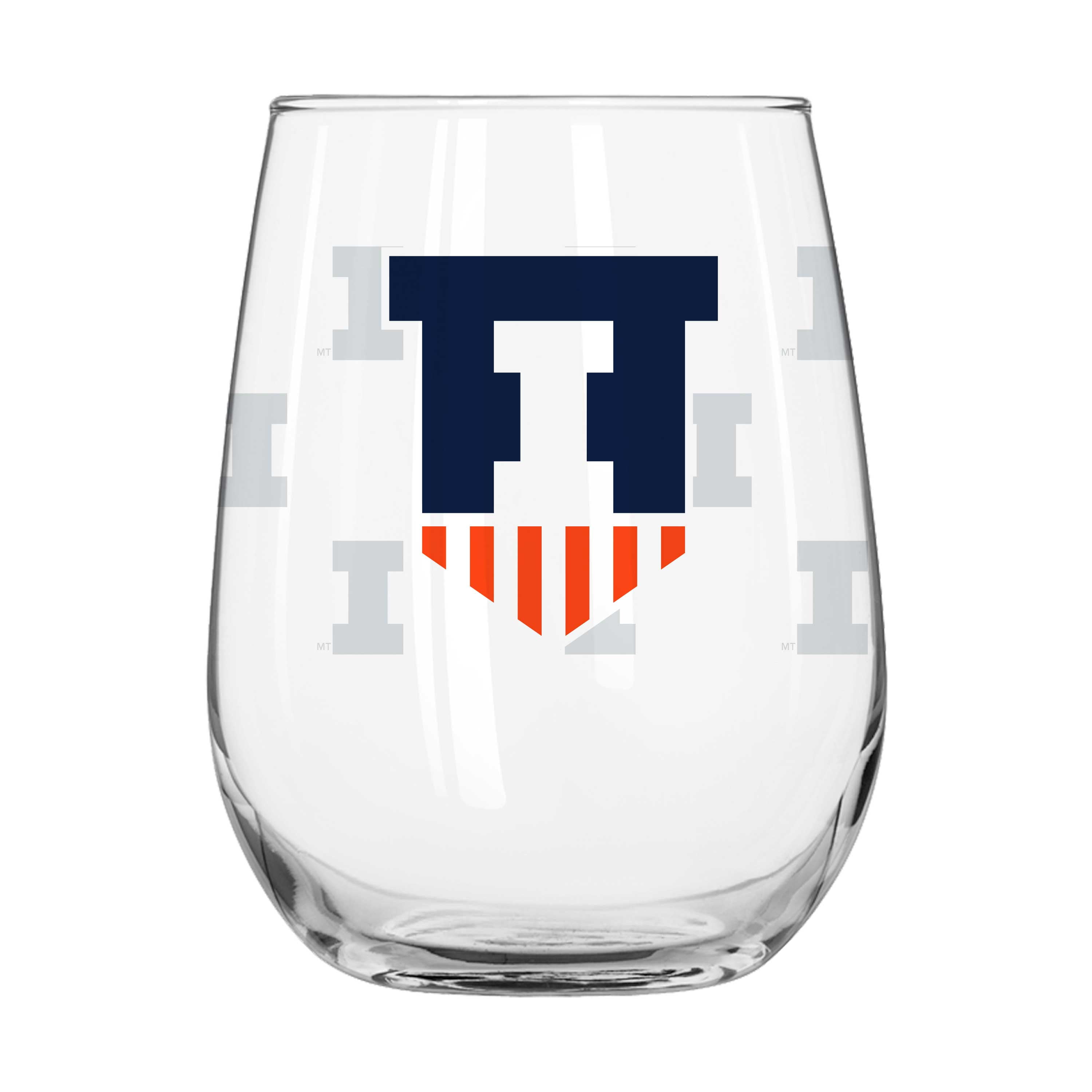 Illinois Fighting Illini 16oz. Satin-Etched Logo Curved Beverage Glass ...
