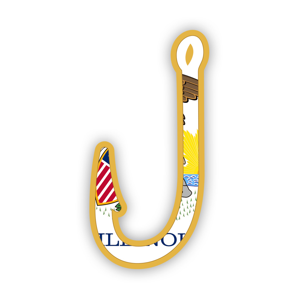 Illinois Fish Hook Sticker Decal - Self Adhesive Vinyl - Weatherproof ...