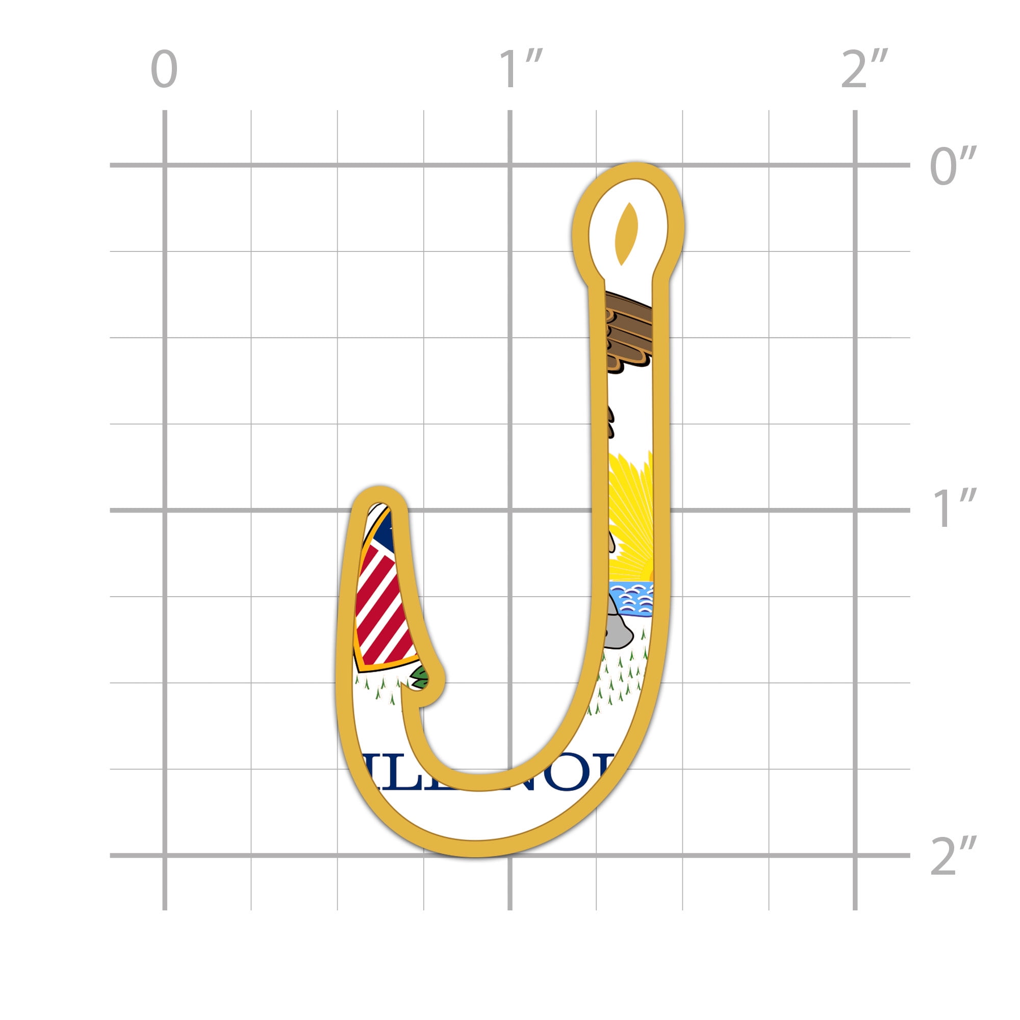 Illinois Fish Hook Sticker for water bottle phone tumbler hard hatflag ...