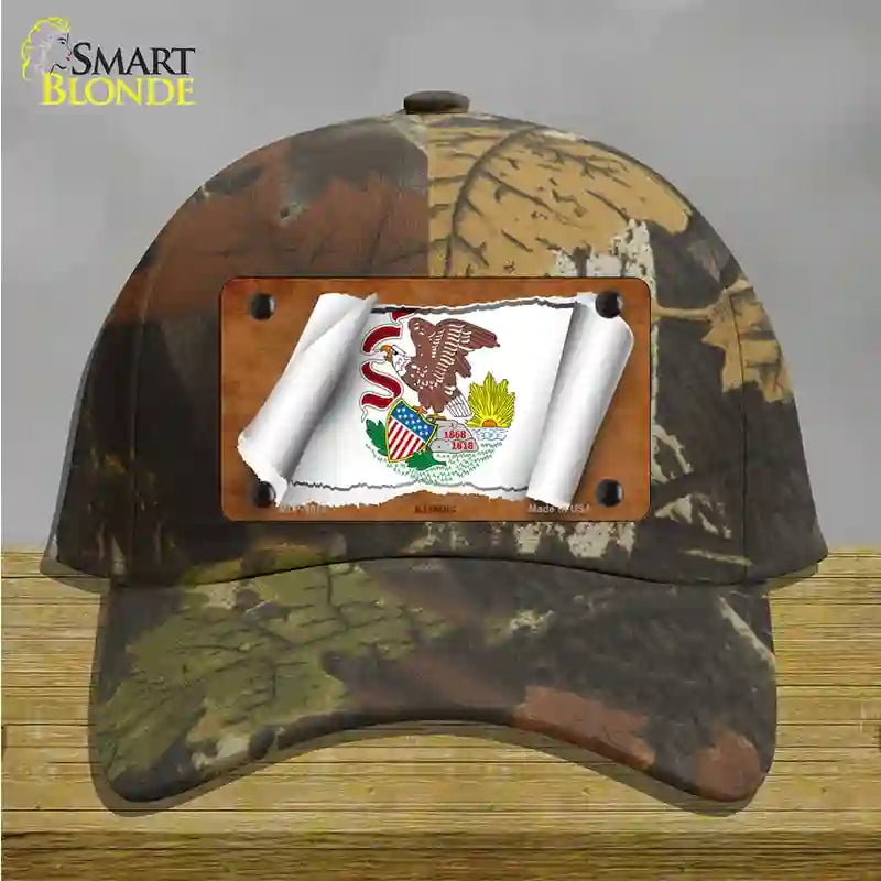 Illinois Flag Scroll Novelty License Plate Hat Cotton Camoflauge ...