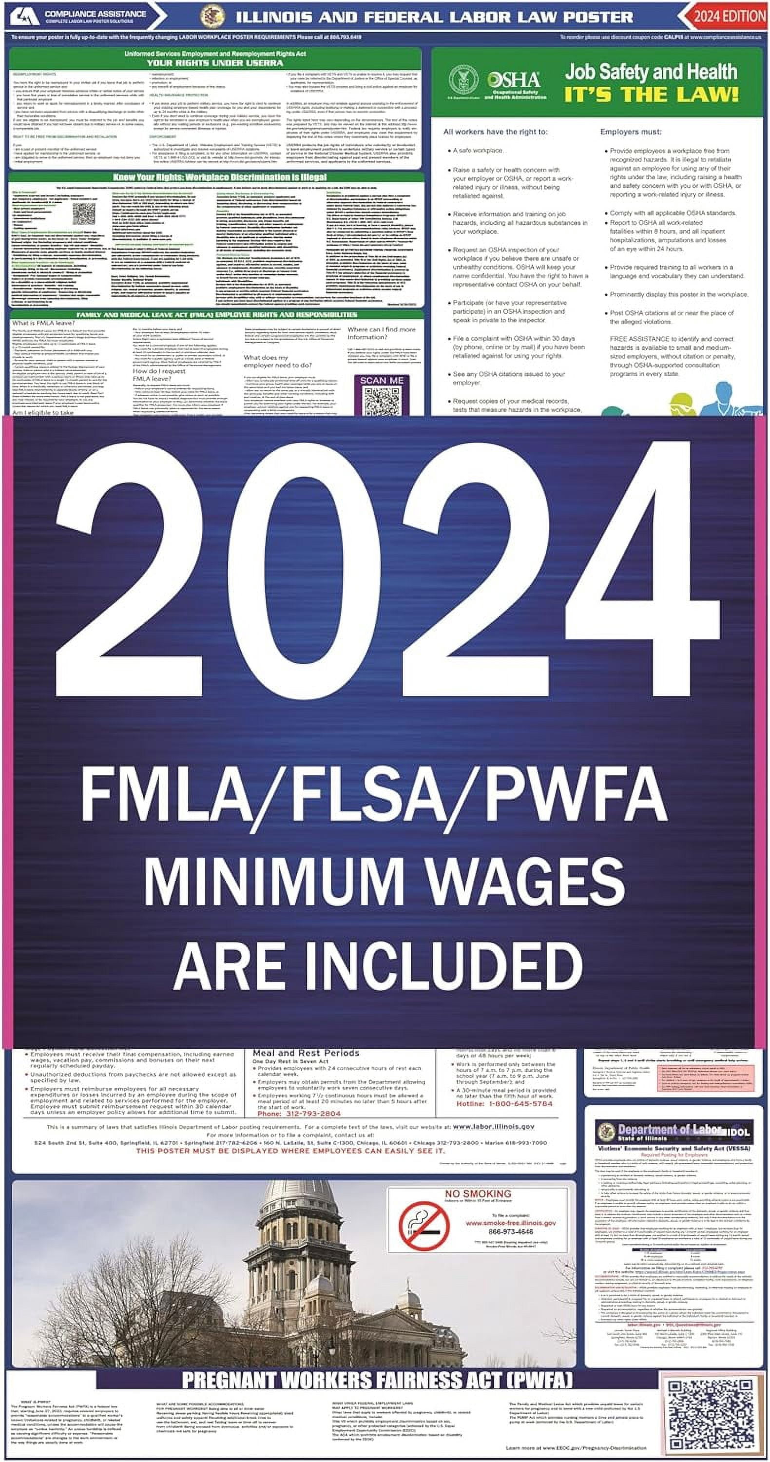 Illinois (IL) 2024 State Labor Law Poster - State, Federal and OSHA ...