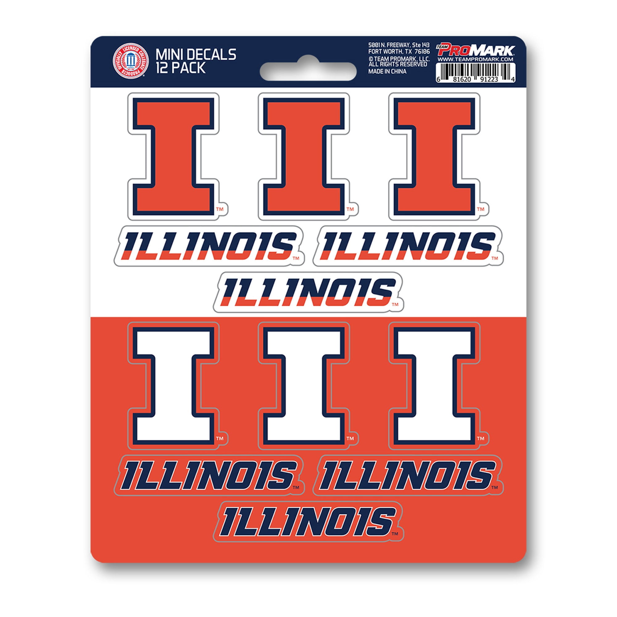 Illinois Illini 12 Count Mini Decal Sticker Pack 61163 - Walmart.com