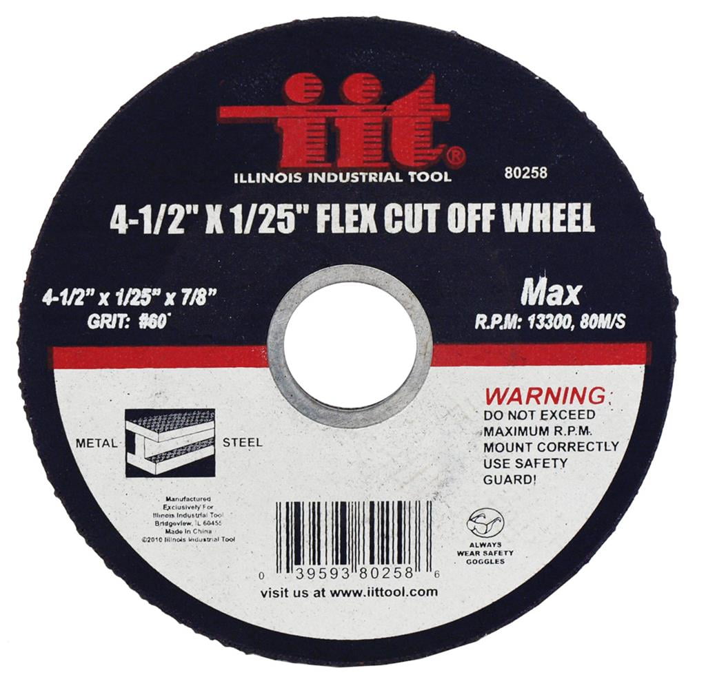 "Illinois Industrial Tool 4-1/2"" x 1/25"" Flex Cut-Off Wheel ...