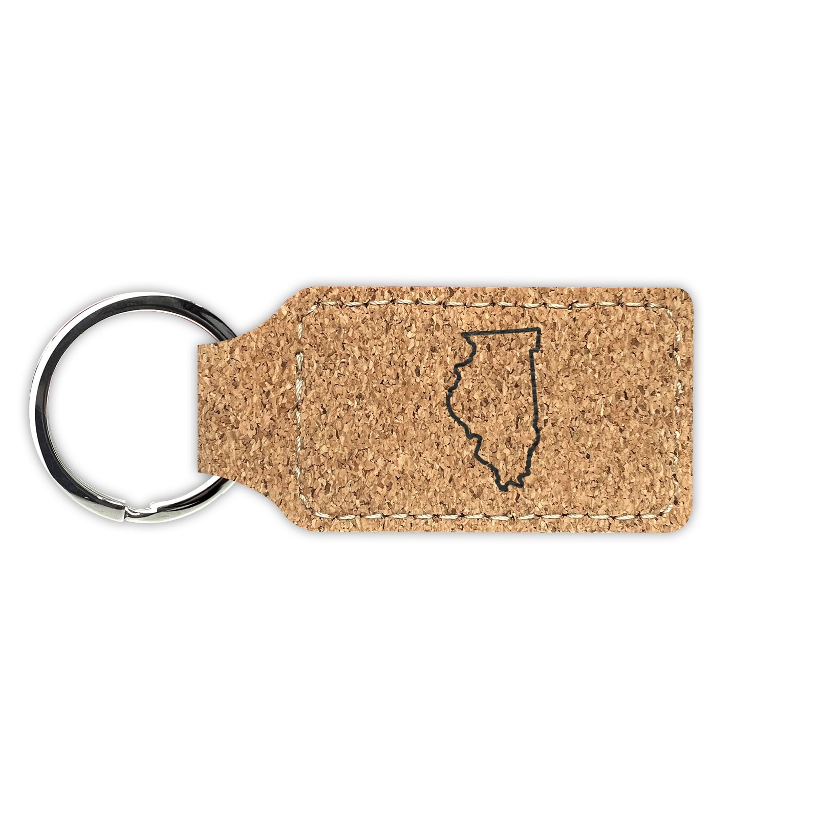 Illinois Outline Keychain Leatherette Rectangle - Laser Engraved - Many ...