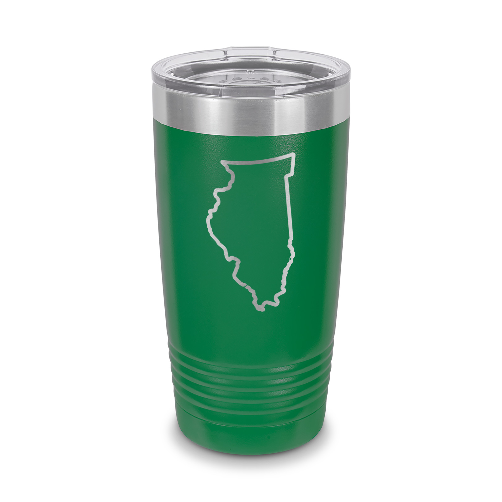 Illinois Outline Tumbler 20 oz - Laser Engraved w/ Clear Lid ...