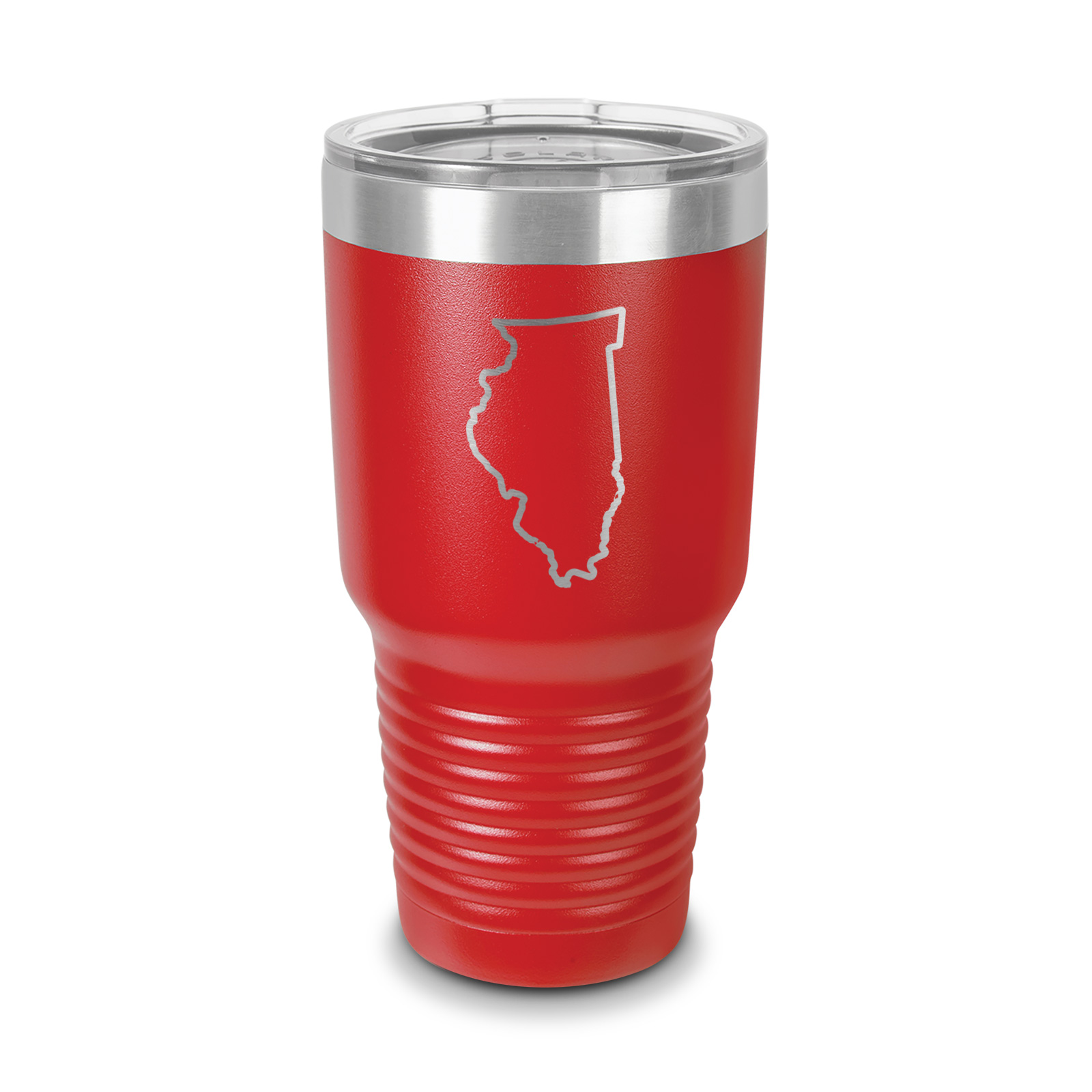 Illinois Outline Tumbler 30 oz - Laser Engraved w/ Clear Lid ...