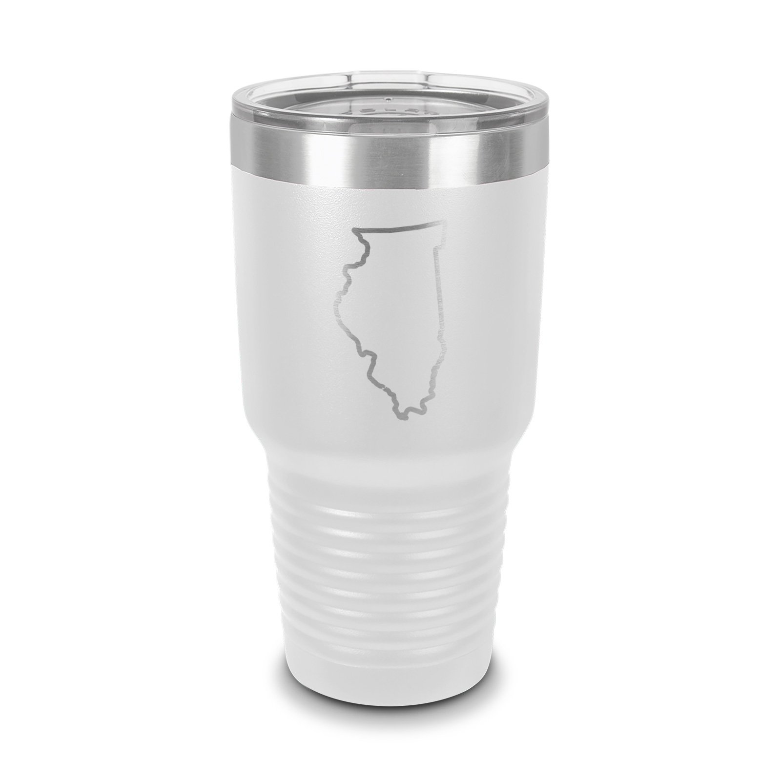 Illinois Outline Tumbler 30 oz - Laser Engraved w/ Clear Lid ...