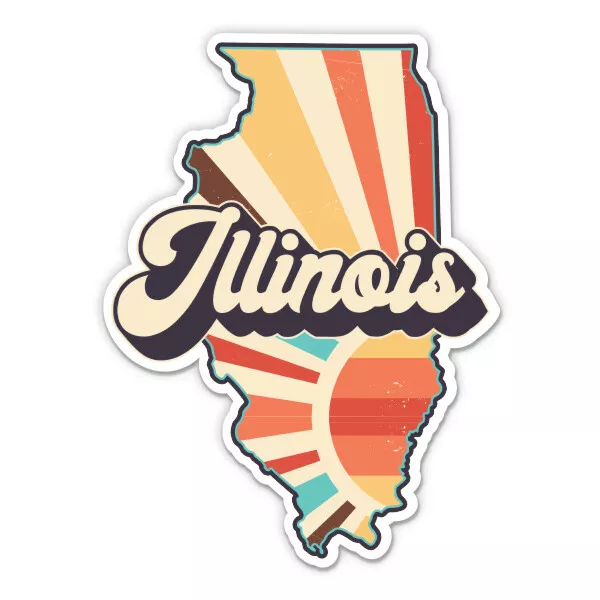 Illinois Retro Style State Sticker Phone Decal Water Bottle Stickers ...