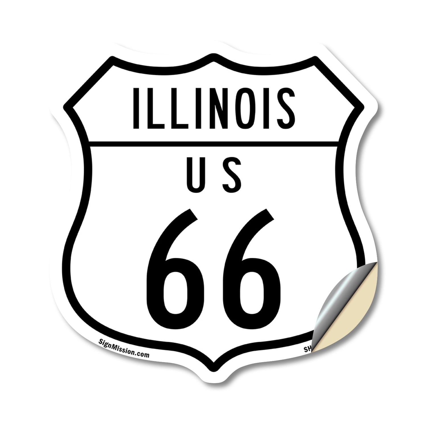 Illinois Route Marker Shield Sign Us 66 12 inch X 12 inch Shield Shaped ...