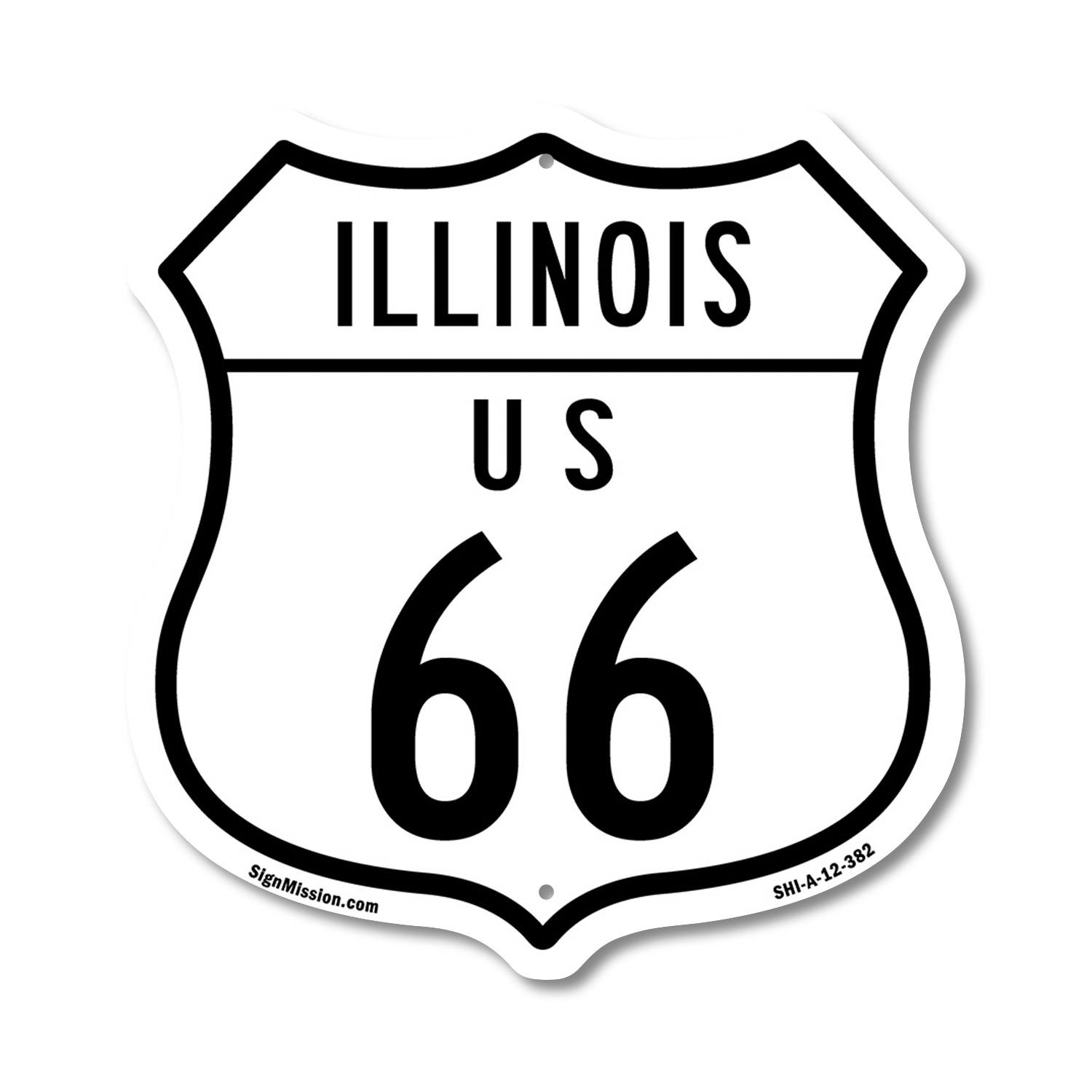 Illinois Route Marker Shield Sign Us 66 12 inch X 12 inch Shield-Shaped ...