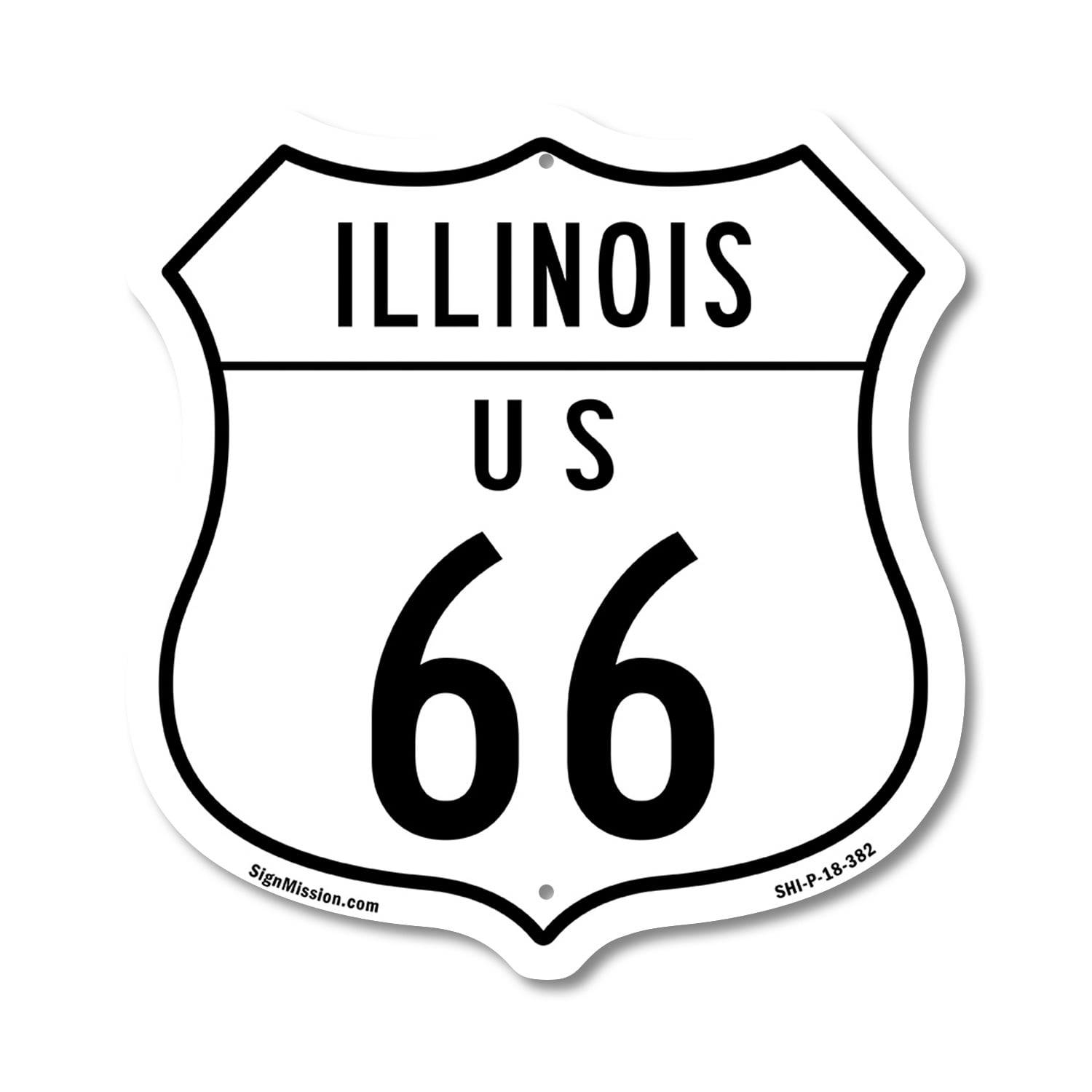 Illinois Route Marker Shield Sign Us 66 18 inch X 18 inch Shield Shaped ...