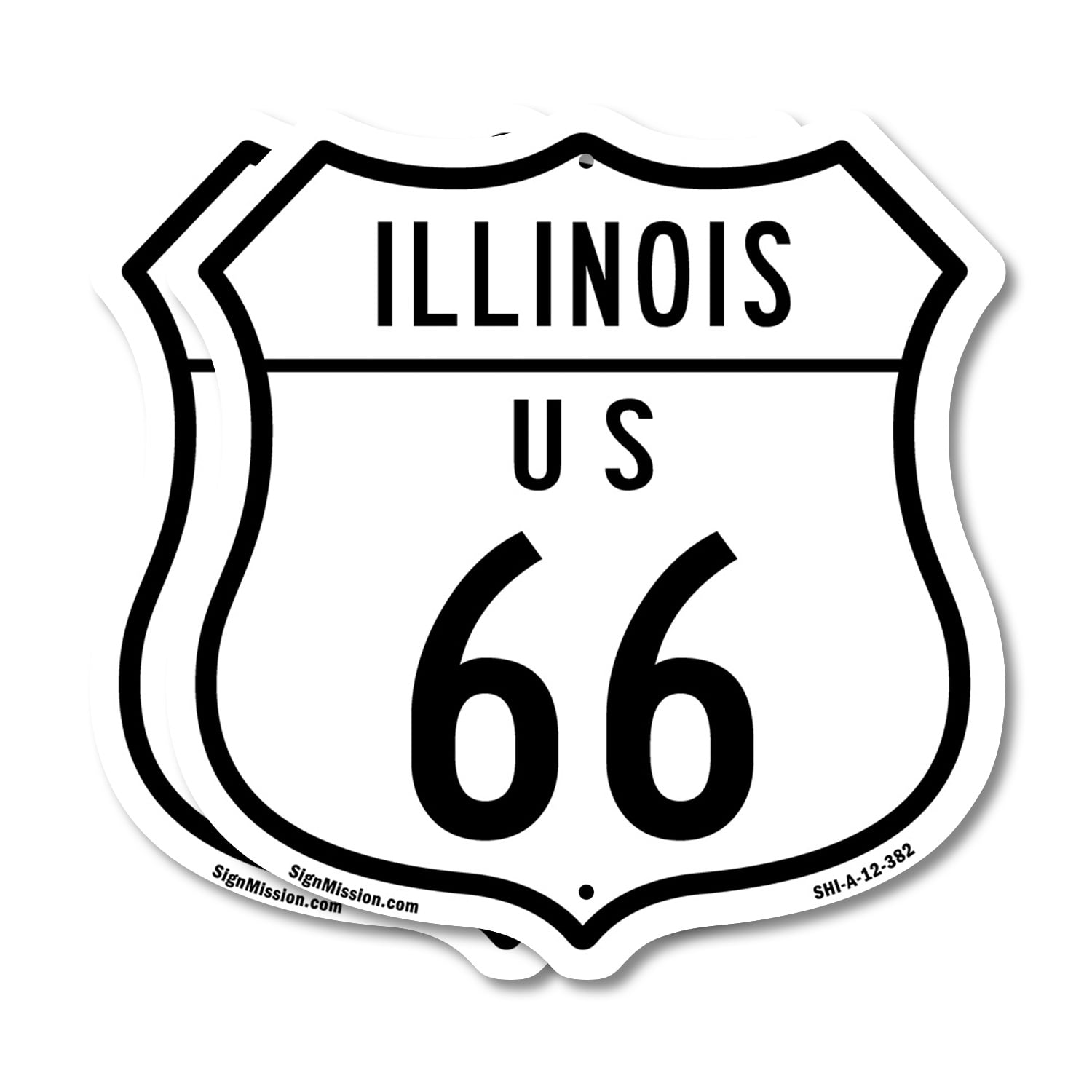 Illinois Route Marker Shield Sign Us 66 (2 Pack) 12 inch X 12 inch ...