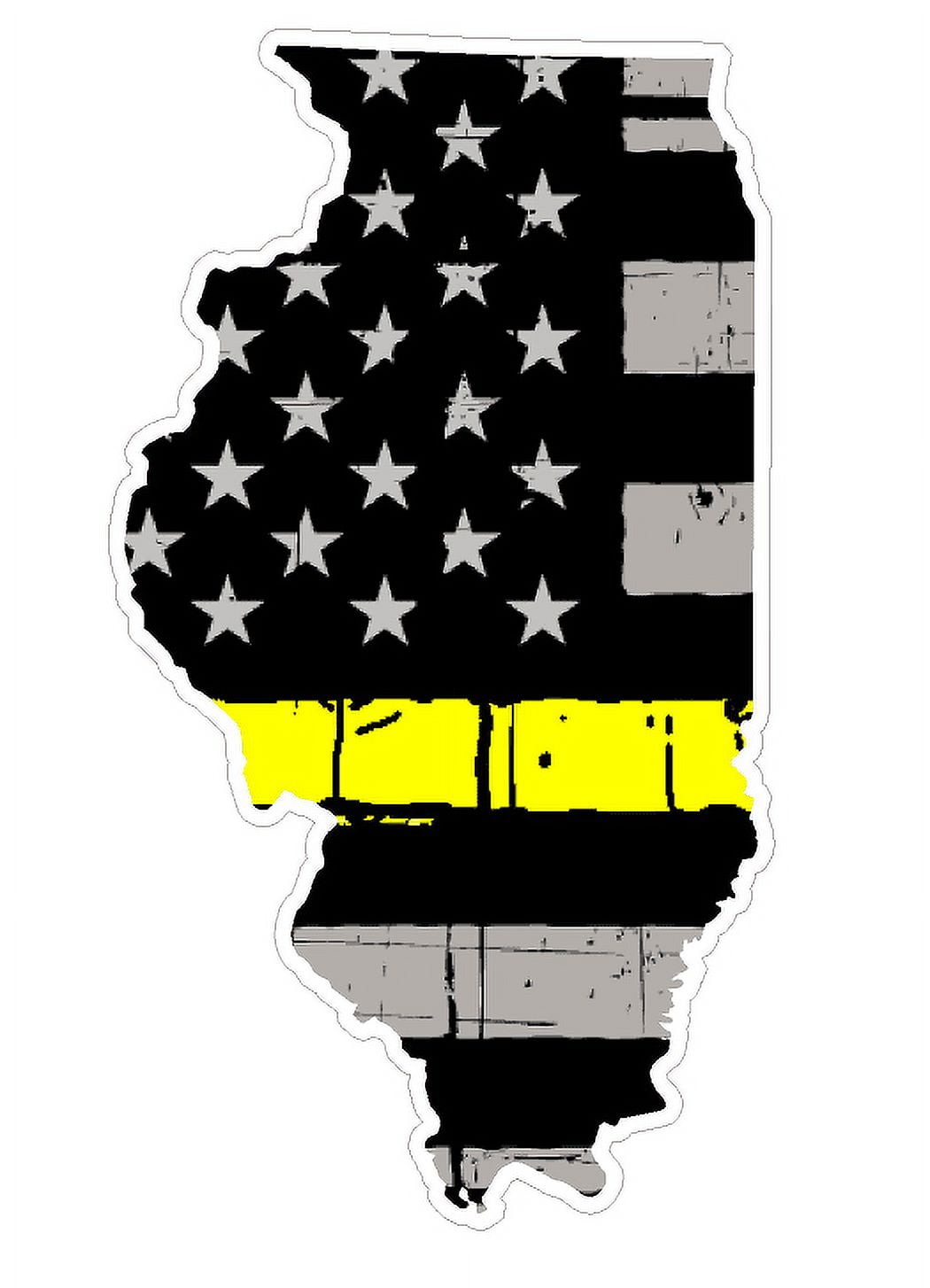 Illinois State (E14) Thin Yellow Line Dispatch Vinyl Decal Sticker Car ...