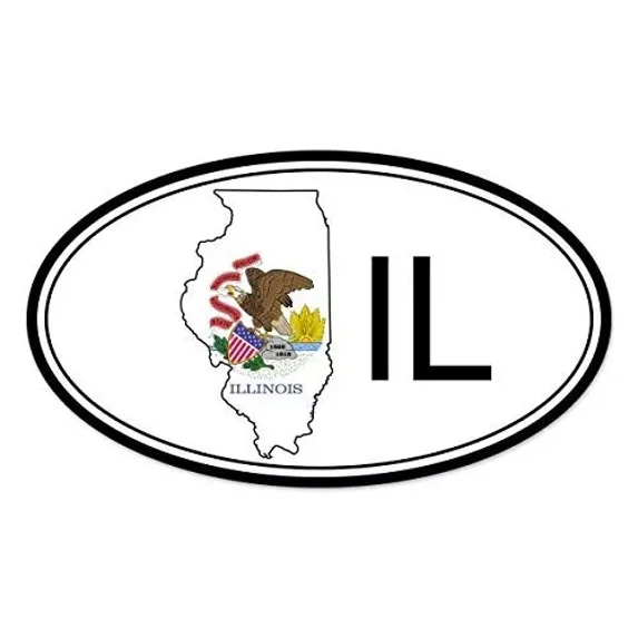 Illinois State Flag Oval Car Sticker Phone Decal Water Bottle Stickers ...