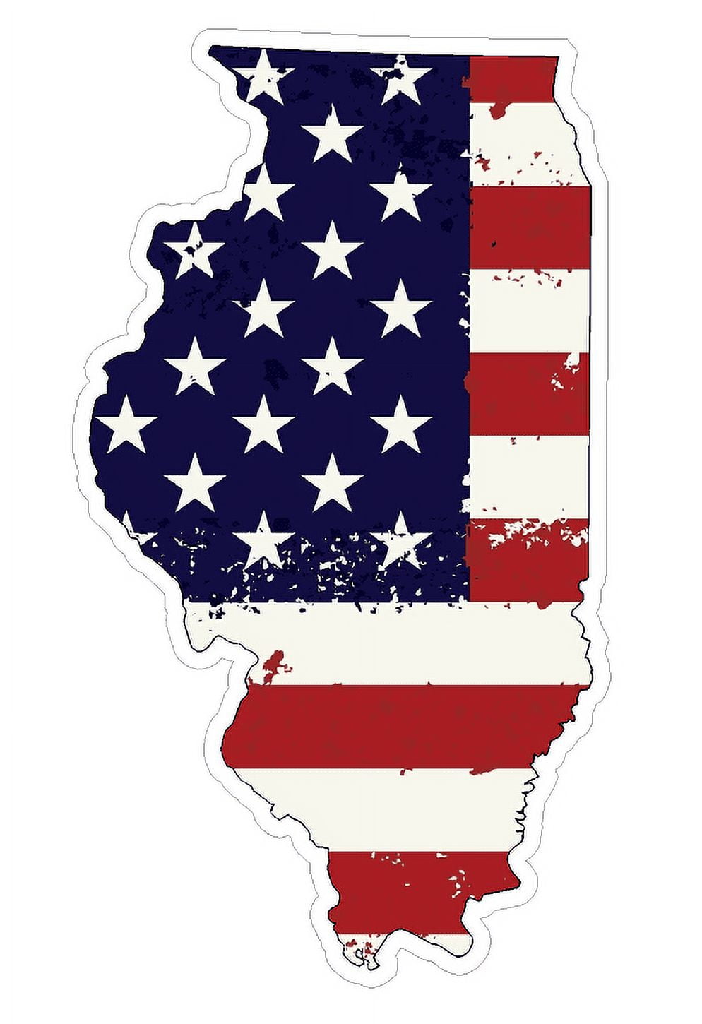 Illinois State (J14) USA Flag Distressed Vinyl Decal Sticker Car/Truck ...