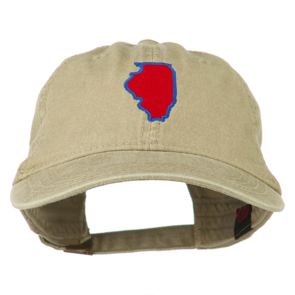Illinois State Map Embroidered Washed Cotton Cap - Khaki OSFM - Walmart.com