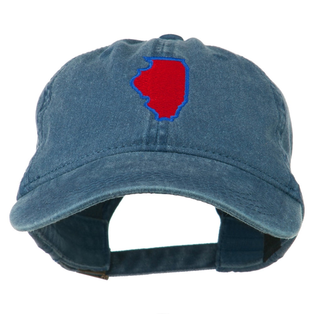 Illinois State Map Embroidered Washed Cotton Cap - Navy OSFM - Walmart.com